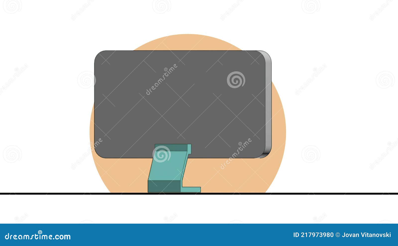 Render of Computer in Flat Cartoon Style Stock Illustration ...