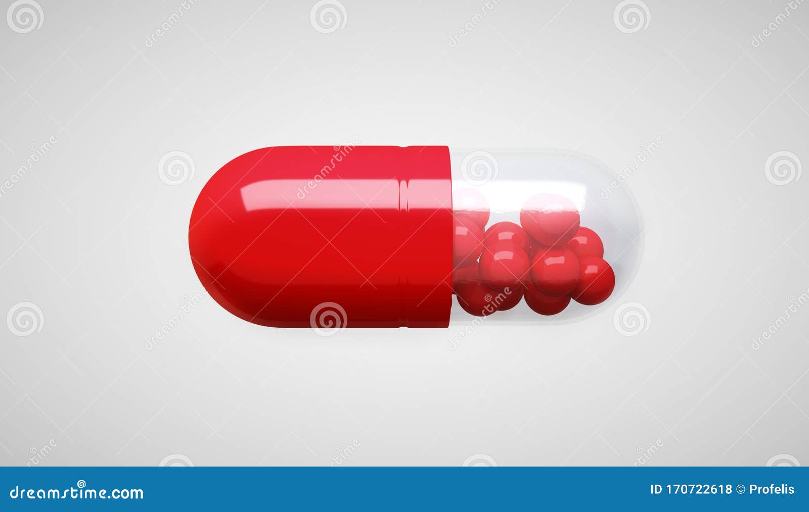 3d Illustration of a Render of Red Capsule Pills on a Light Background ...