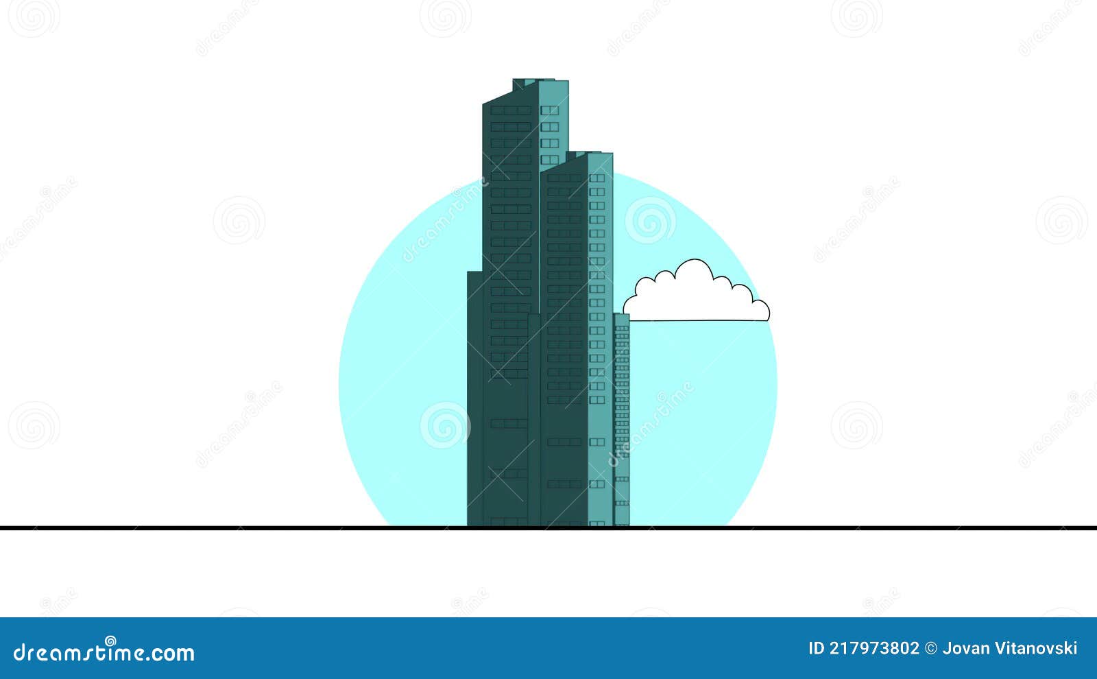 Render of Skyscraper in Flat Cartoon Style Stock Illustration ...