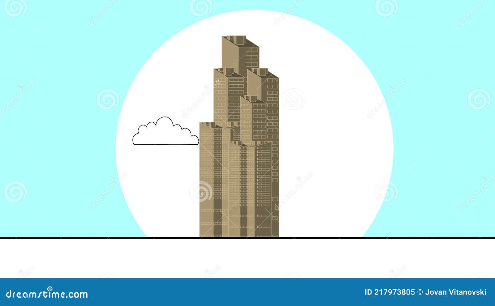 Render of Skyscraper in Flat Cartoon Style Stock Illustration ...