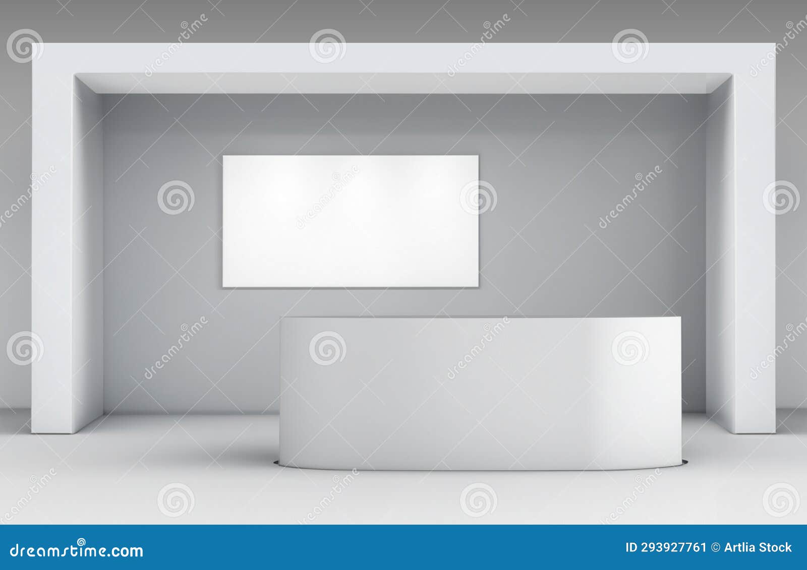 3d Illustration Render for White Basic Booth Design with Podium and ...