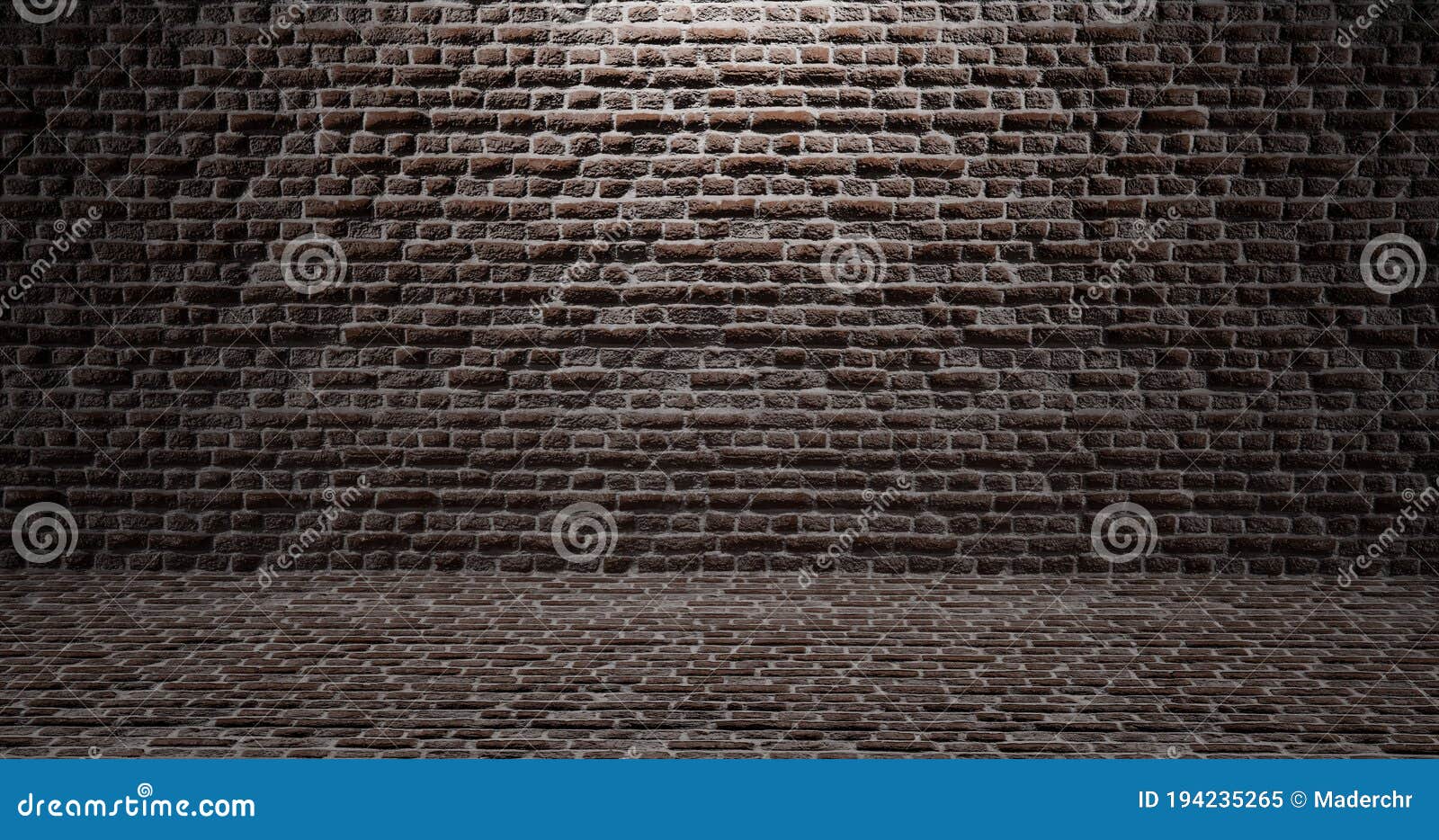 3d Illustration Rendered Wall with Bricks and Floor Stock Illustration ...