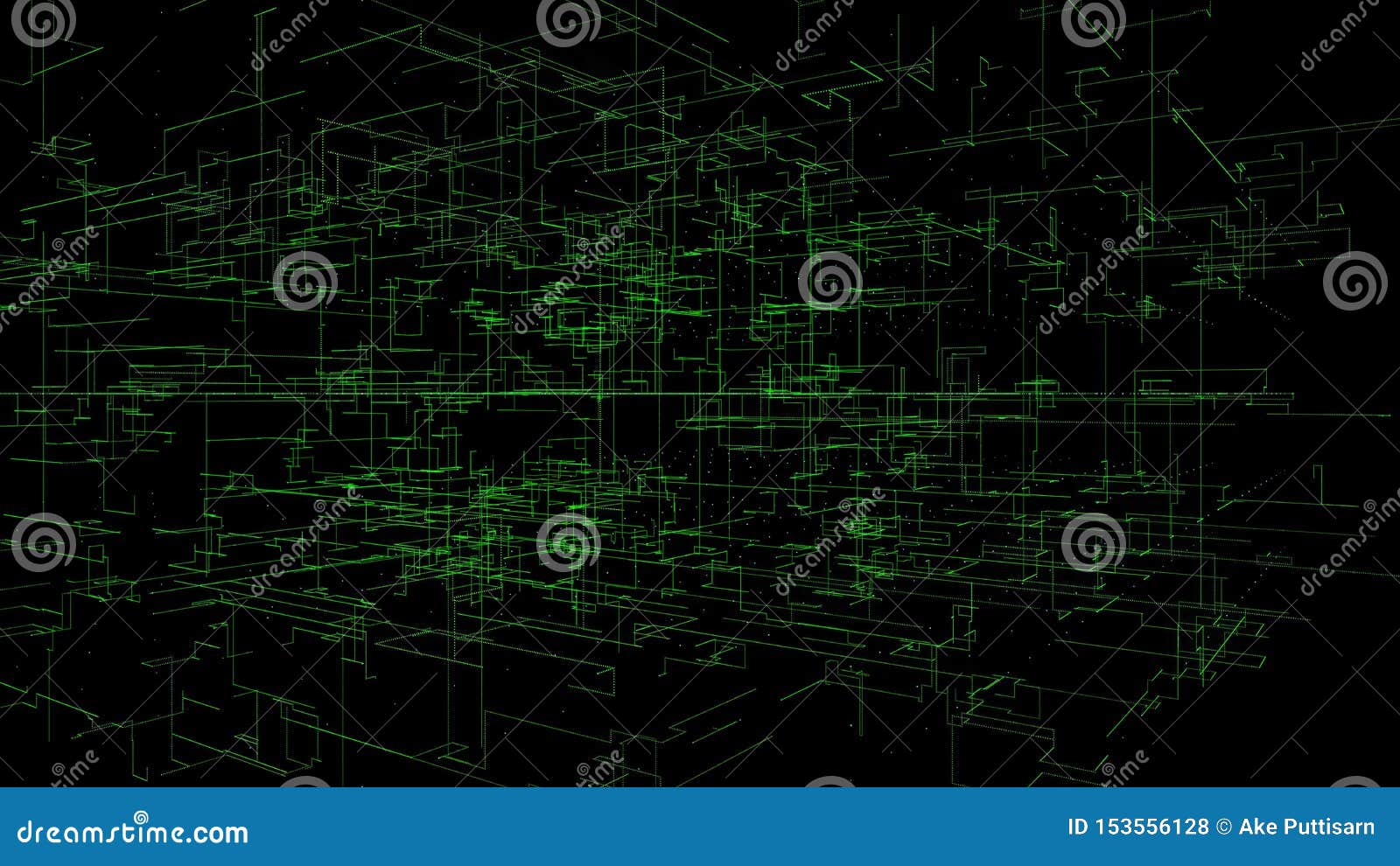 3D Illustration, 3D Rendering, Abstract Geometric Background, Green ...