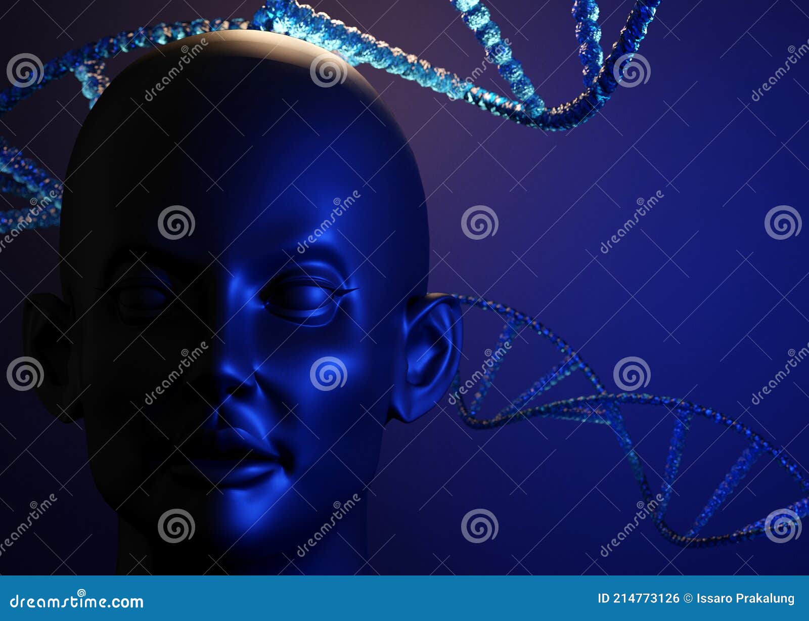3d Illustration Rendering, Ai Robot Head Bionic Face with Data Internet ...