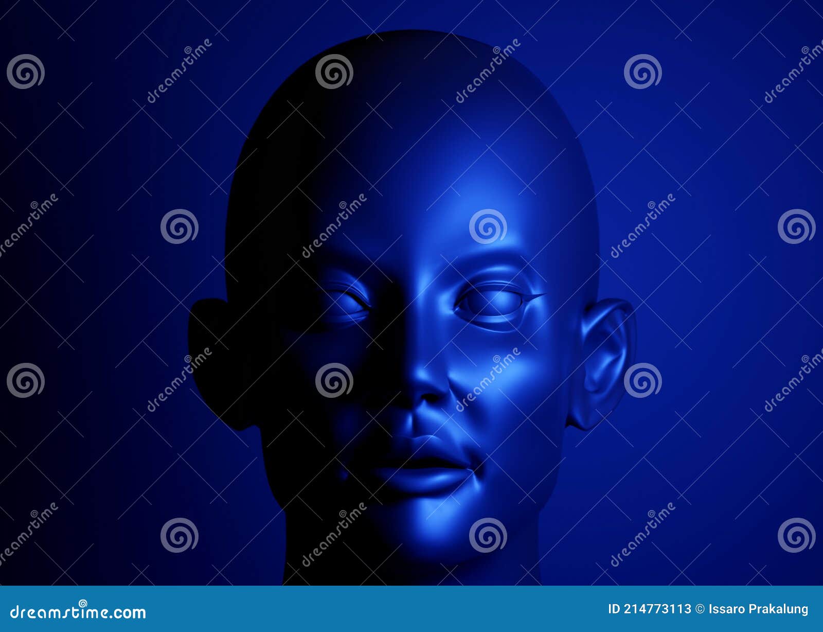 3d Illustration Rendering, Ai Robot Head Bionic Face with Data Internet ...