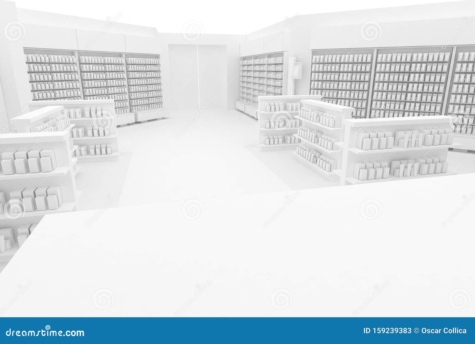 3D Illustration Rendering. Clean Pharmacy Views on White Backgorund for ...