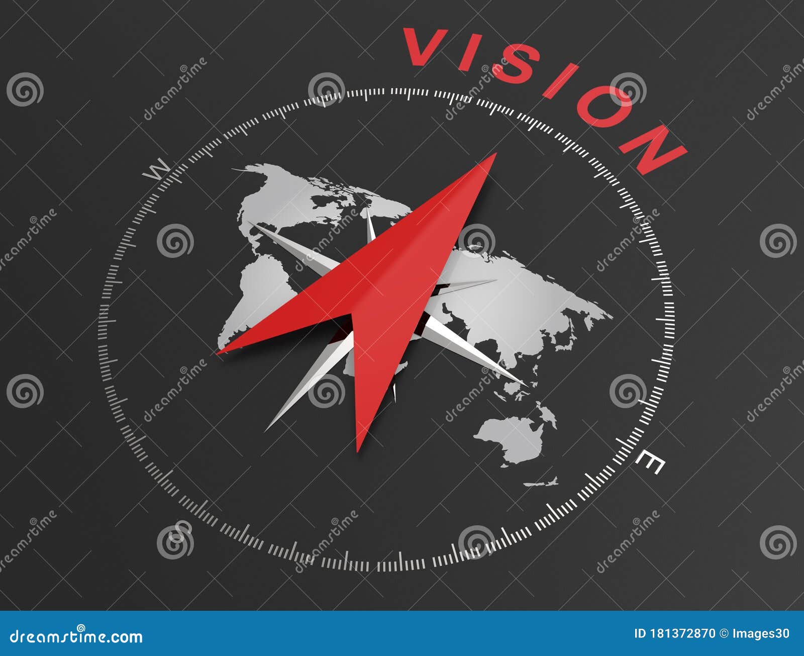 Vision - Compass Direction Shows North - 3D-rendering Stock ...