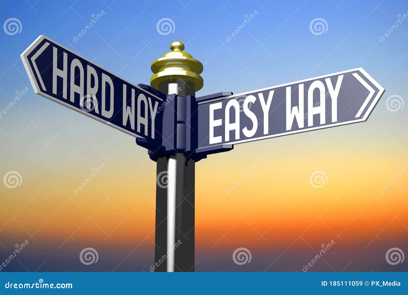 Easy Way, Hard Way - Signpost with Two Arrows Stock Illustration ...