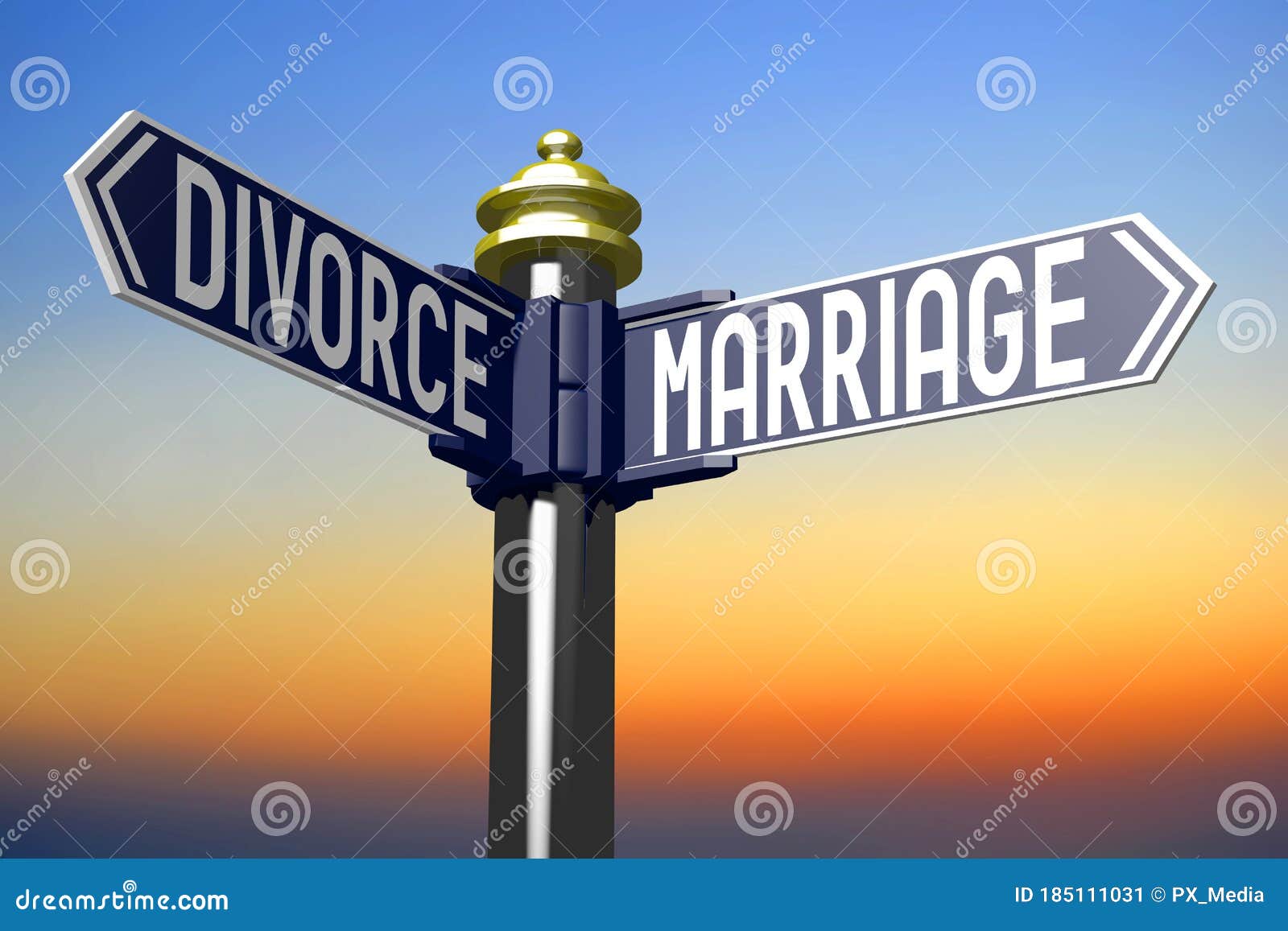 Marriage, Divorce - Choice Concept - Signpost with Two Arrows Stock ...