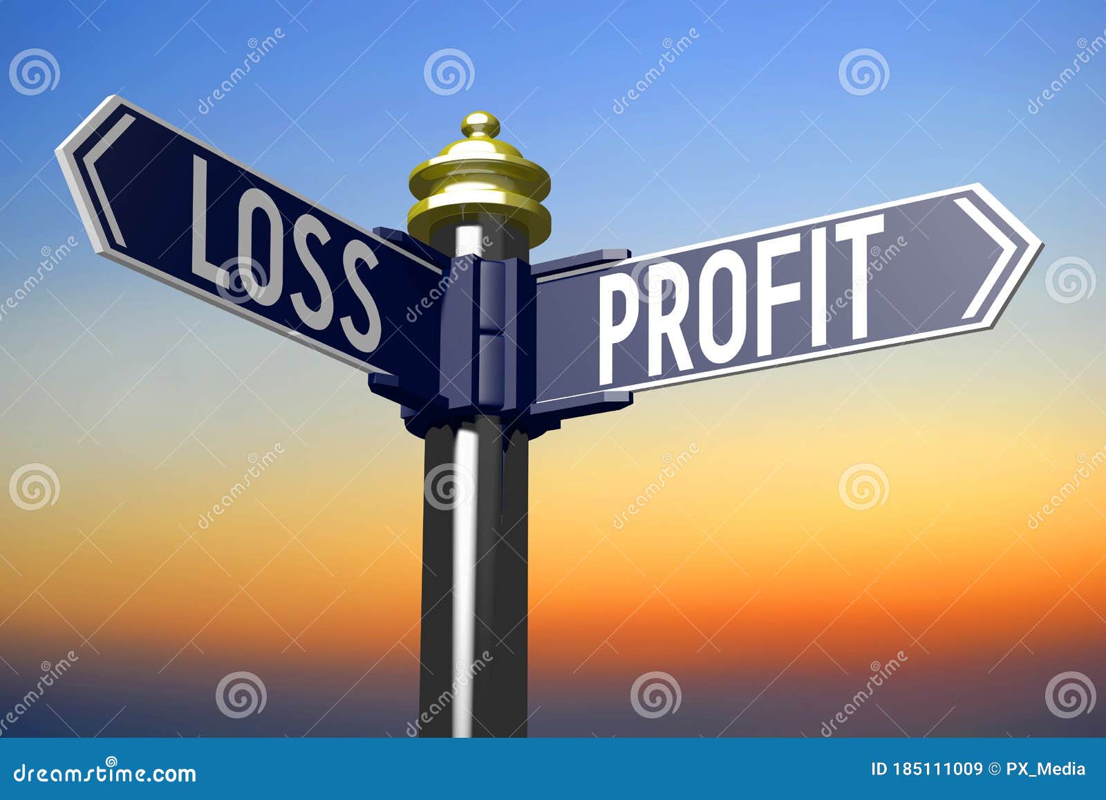 Profit, Loss - Signpost with Two Arrows Stock Illustration ...