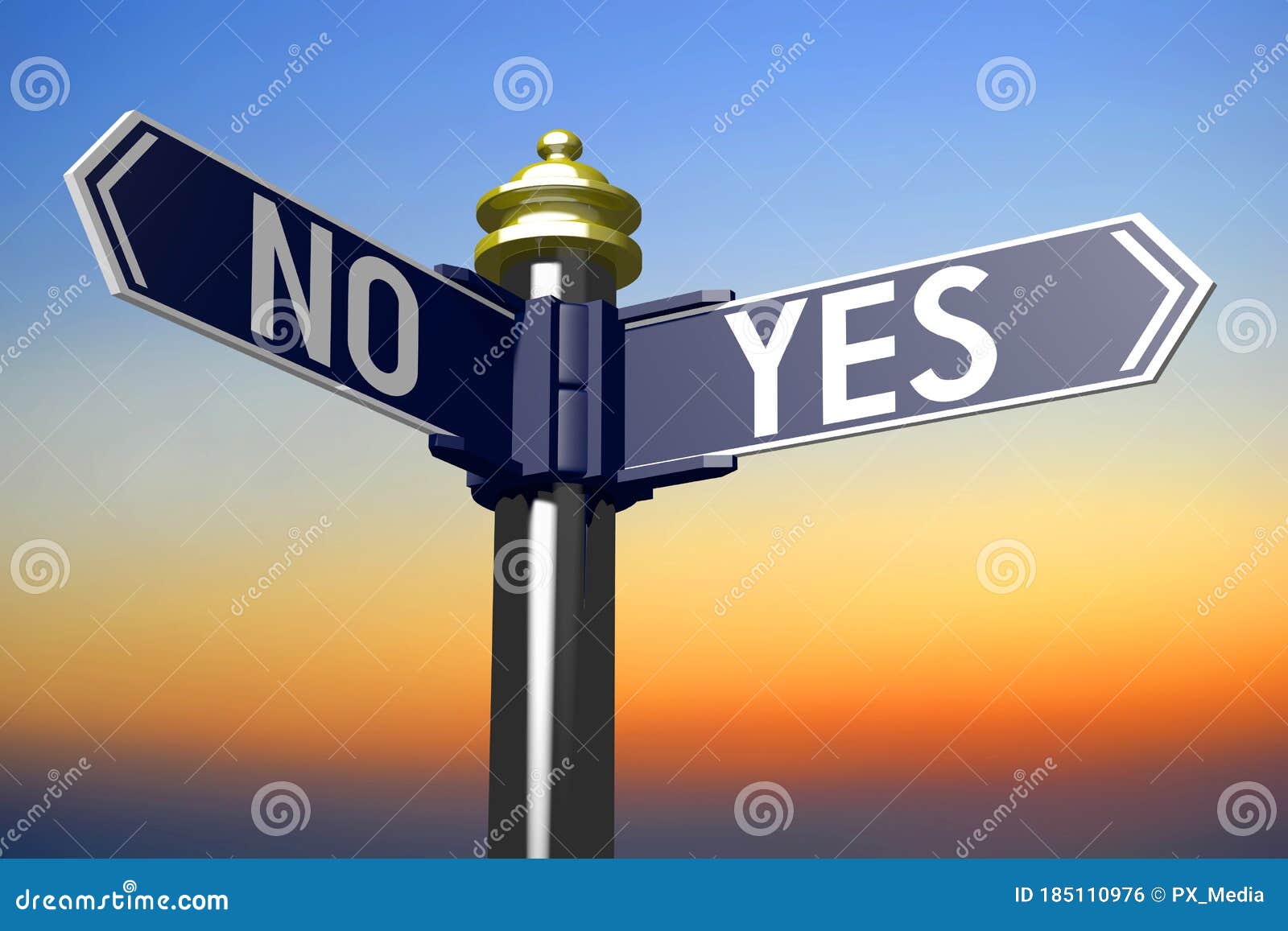 Yes, No - Choice Concept - Signpost with Two Arrows Stock Illustration ...