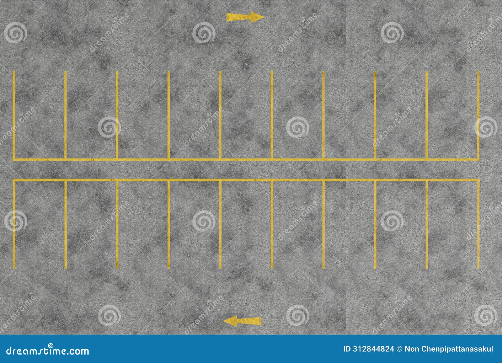 3D Illustration Rendering. Empty Parking Lots, Aerial View Stock ...