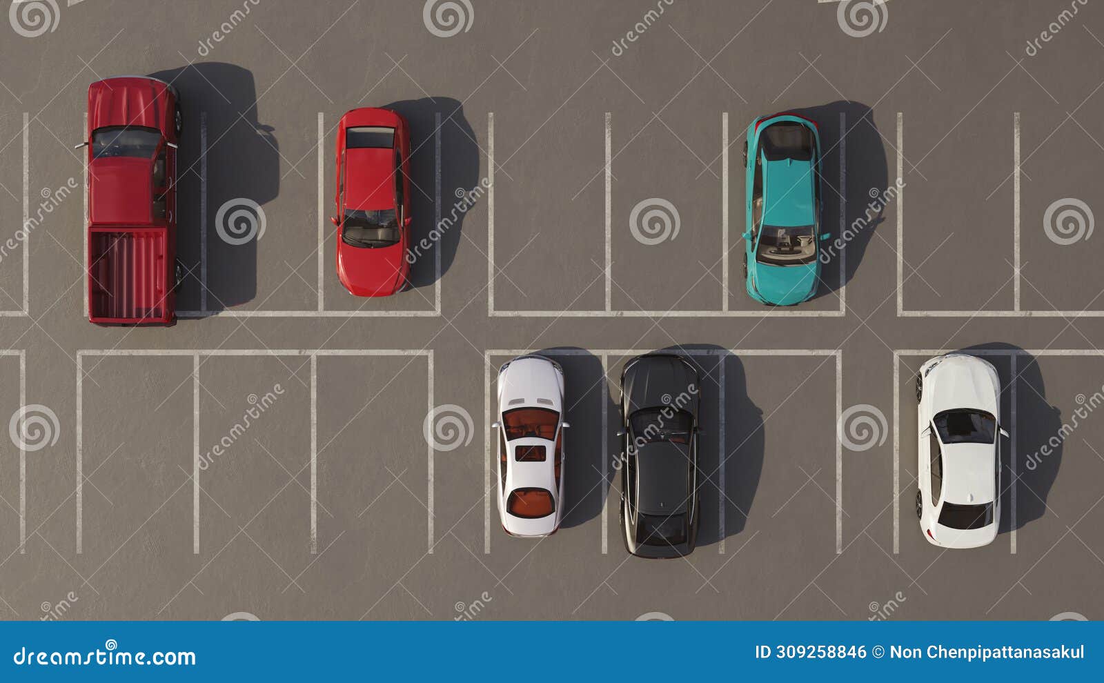 3D Illustration Rendering. Empty Parking Lots, Aerial View. Stock ...