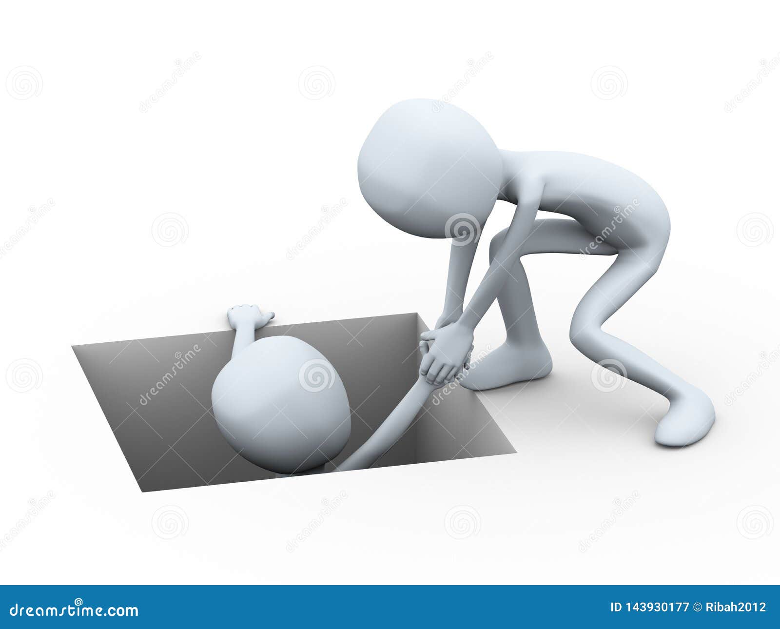 3d Man Help Pulling Another Person Taking from Hole Stock Illustration ...