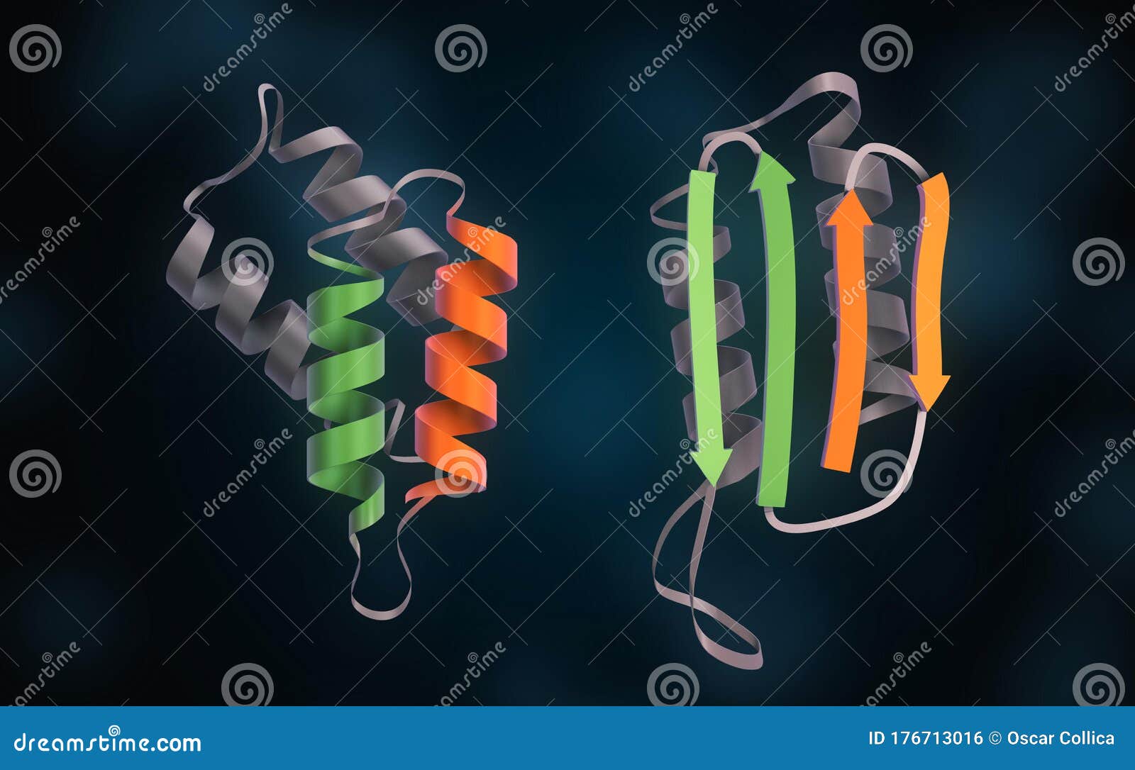 3d Illustration Rendering Prions Prion Protein Mutation Before And After Stock Illustration