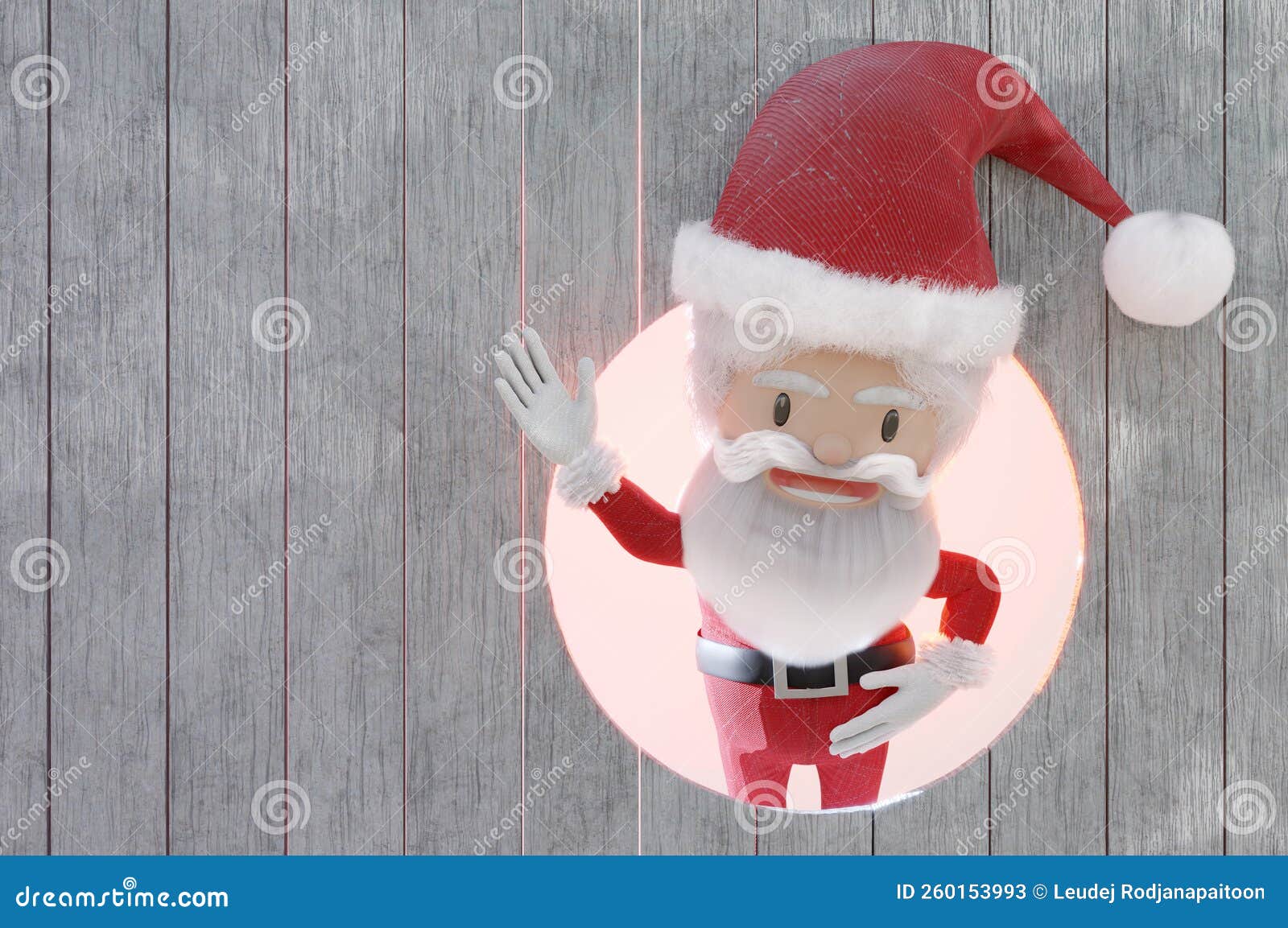 3D Illustration , 3d Rendering . Santa Claus in a Wood Wall Stock ...