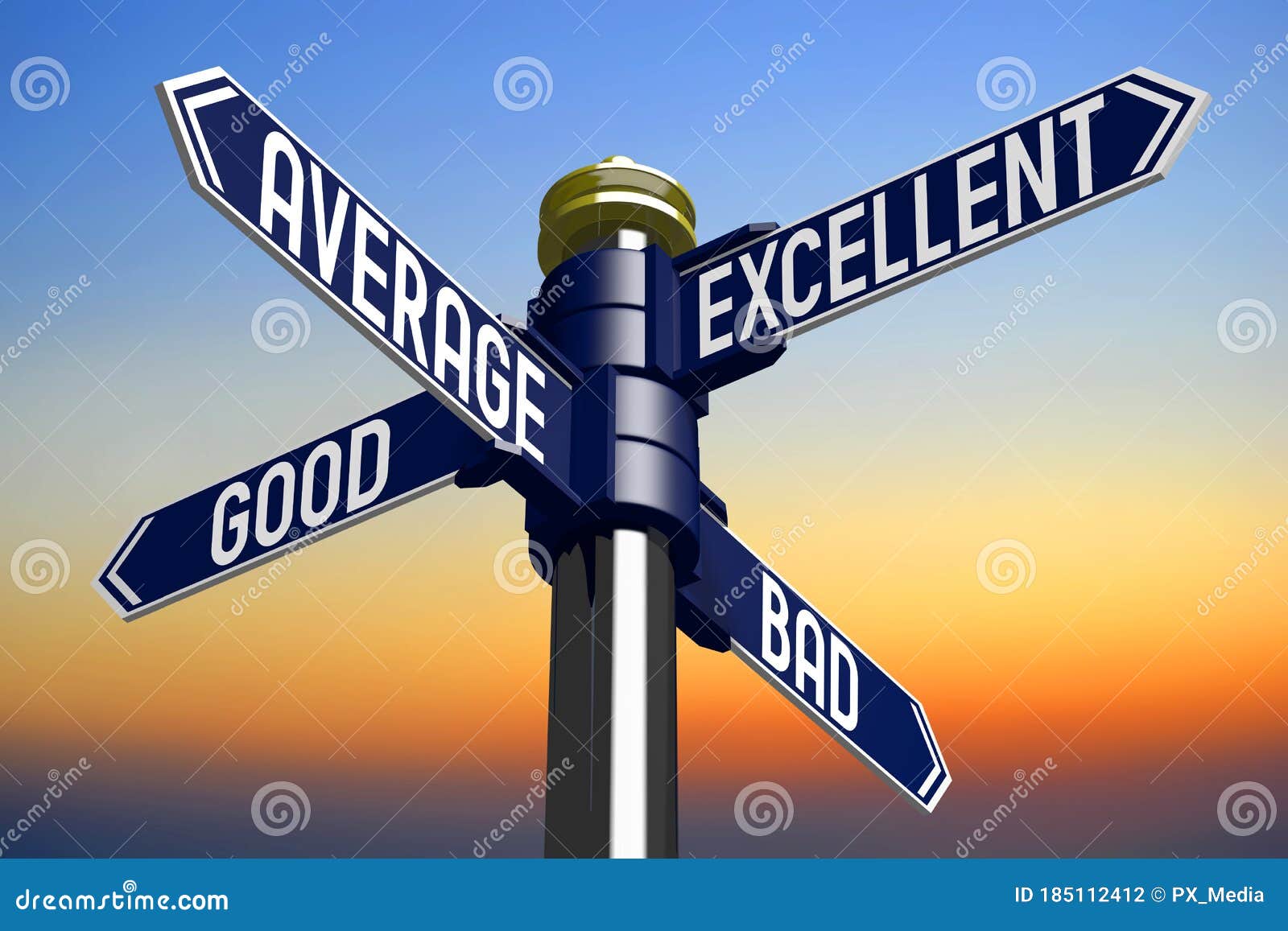 Excellent, Average, Good, Bad - Signpost with Four Arrows - Comparison ...