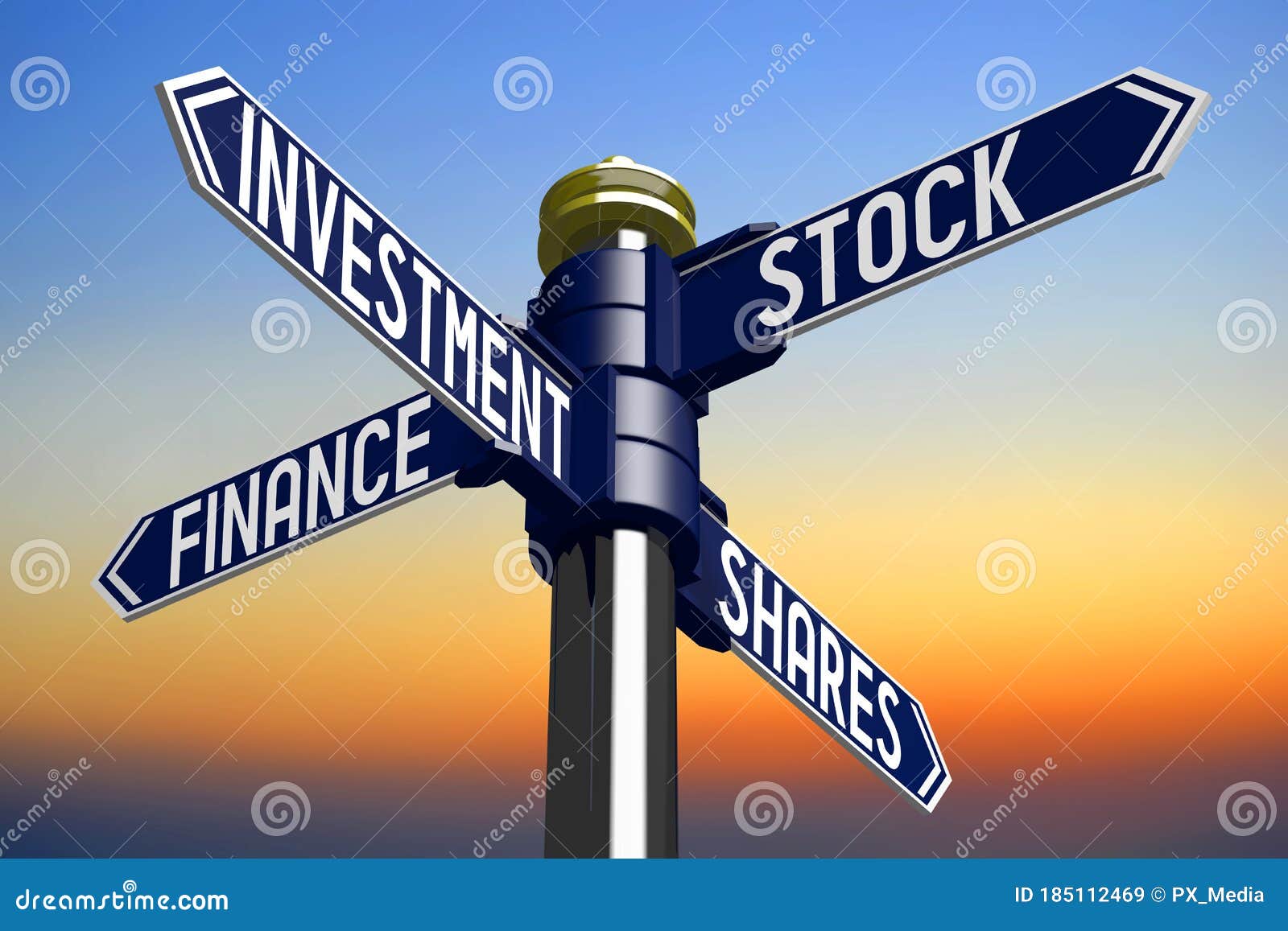 Stock, Finance, Shares, Investment - Signpost with Four Arrows Stock ...