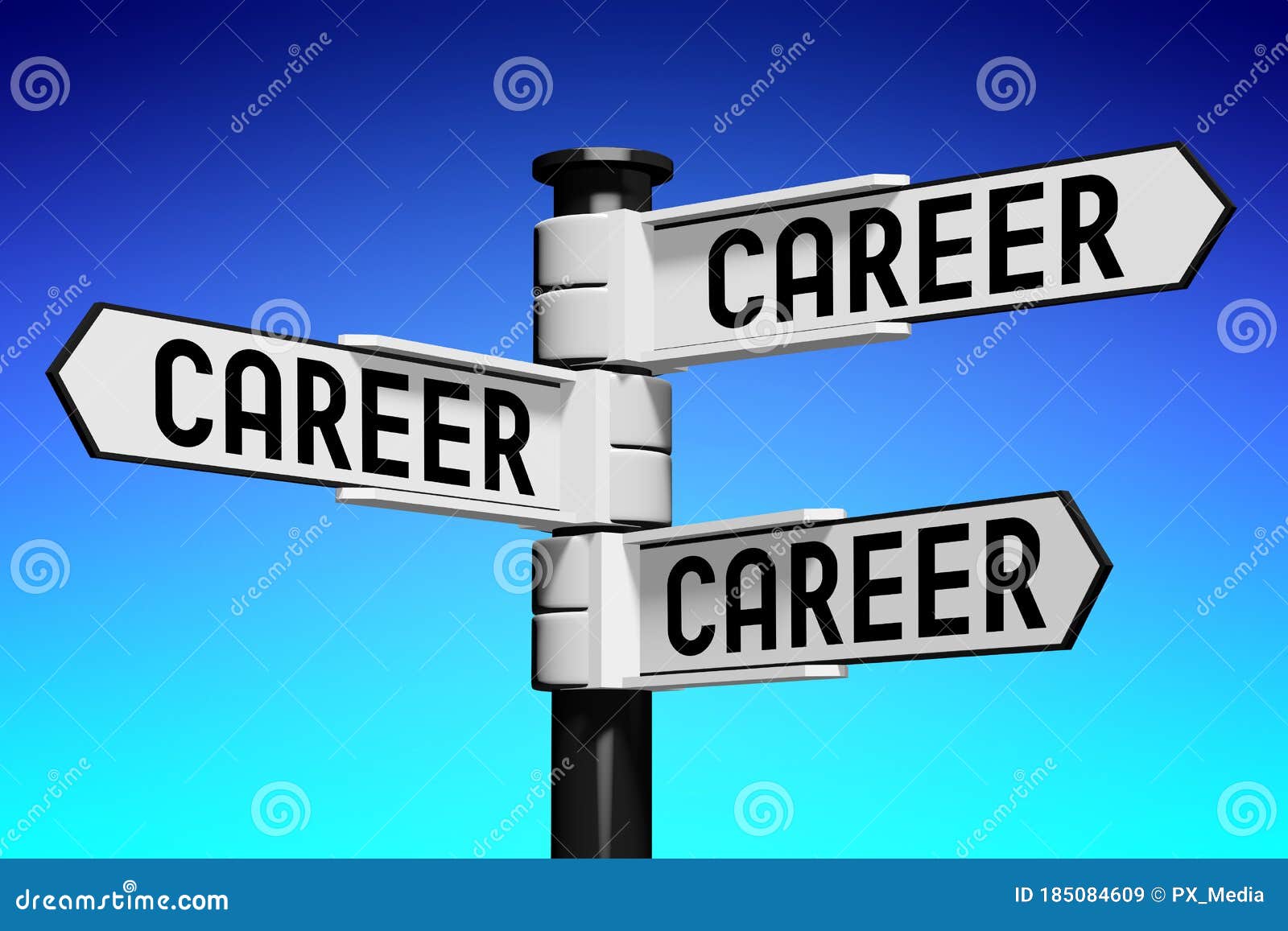 Career Concept - Signpost with Three Arrows Stock Illustration ...
