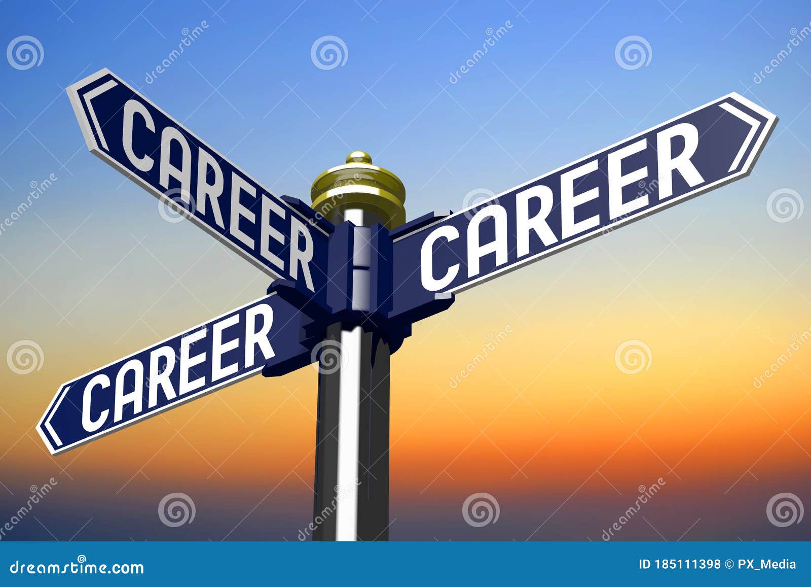 Career - Signpost with Three Arrows Stock Illustration - Illustration ...