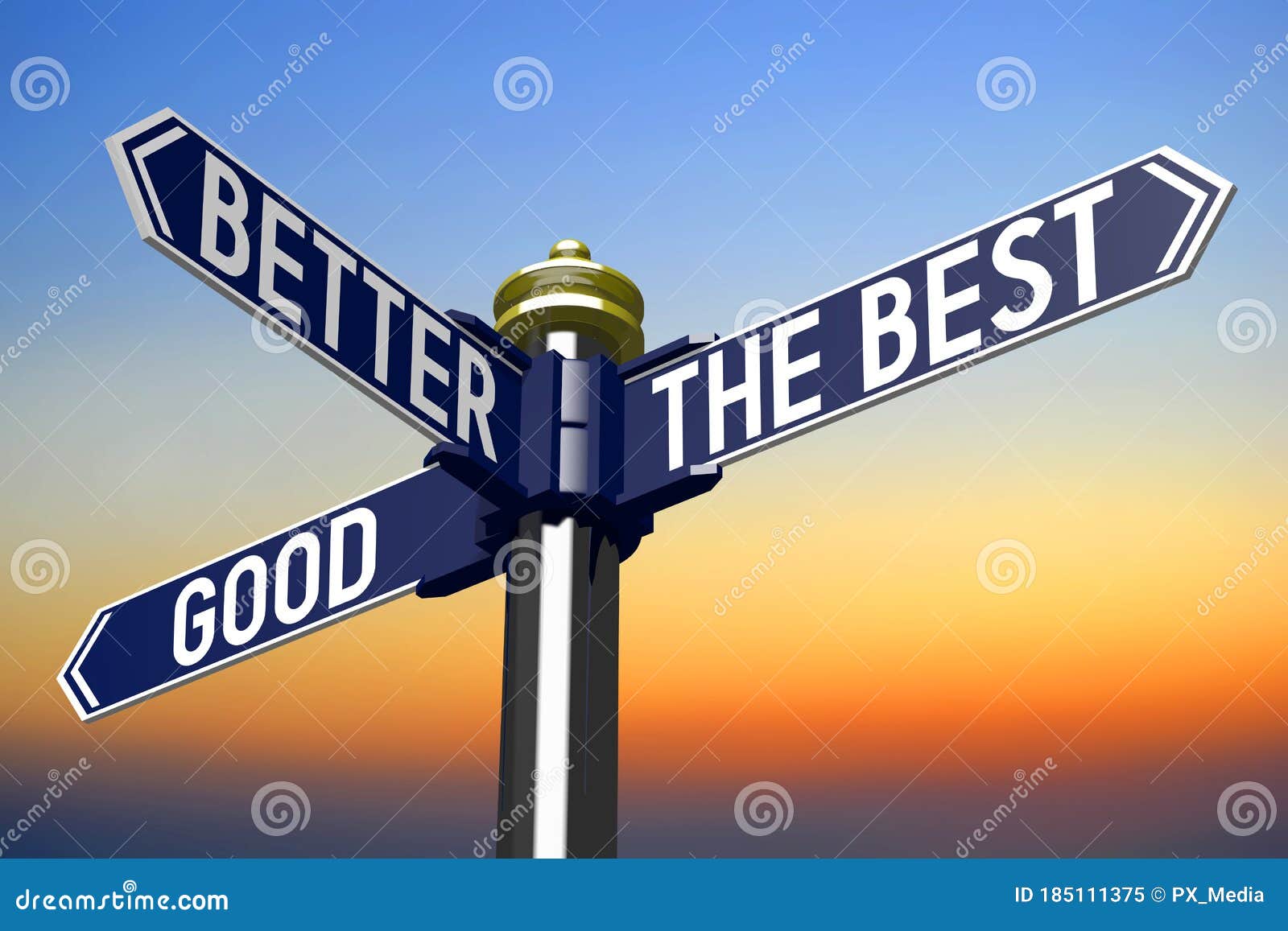 Good, Better, the Best - Signpost with Three Arrows Stock Illustration ...