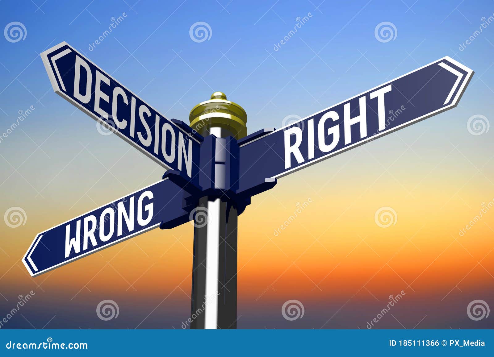 Decision - Right or Wrong - Choice Concept - Signpost with Three Arrows ...