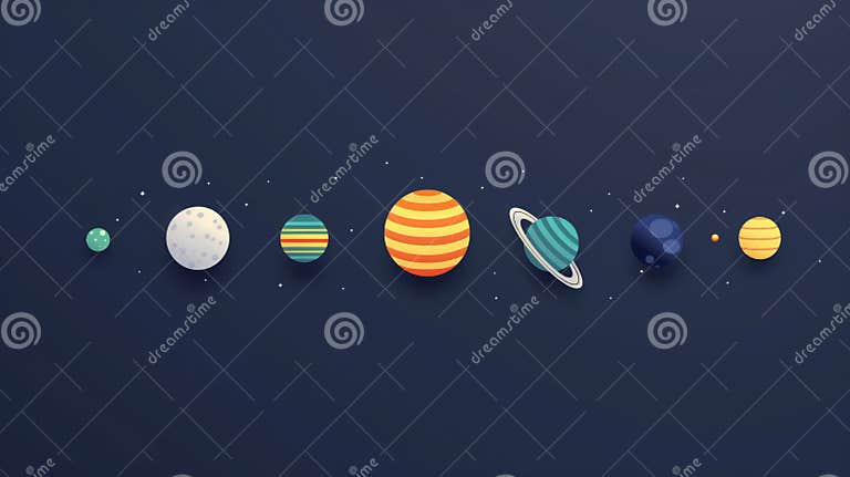 2D Illustration of a Representation of the Distant Solar System with Basic Shapes Stock ...