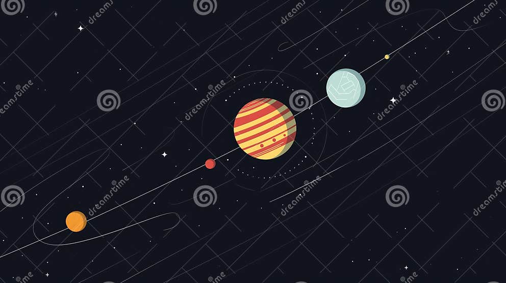 2D Illustration of a Representation of the Distant Solar System with ...