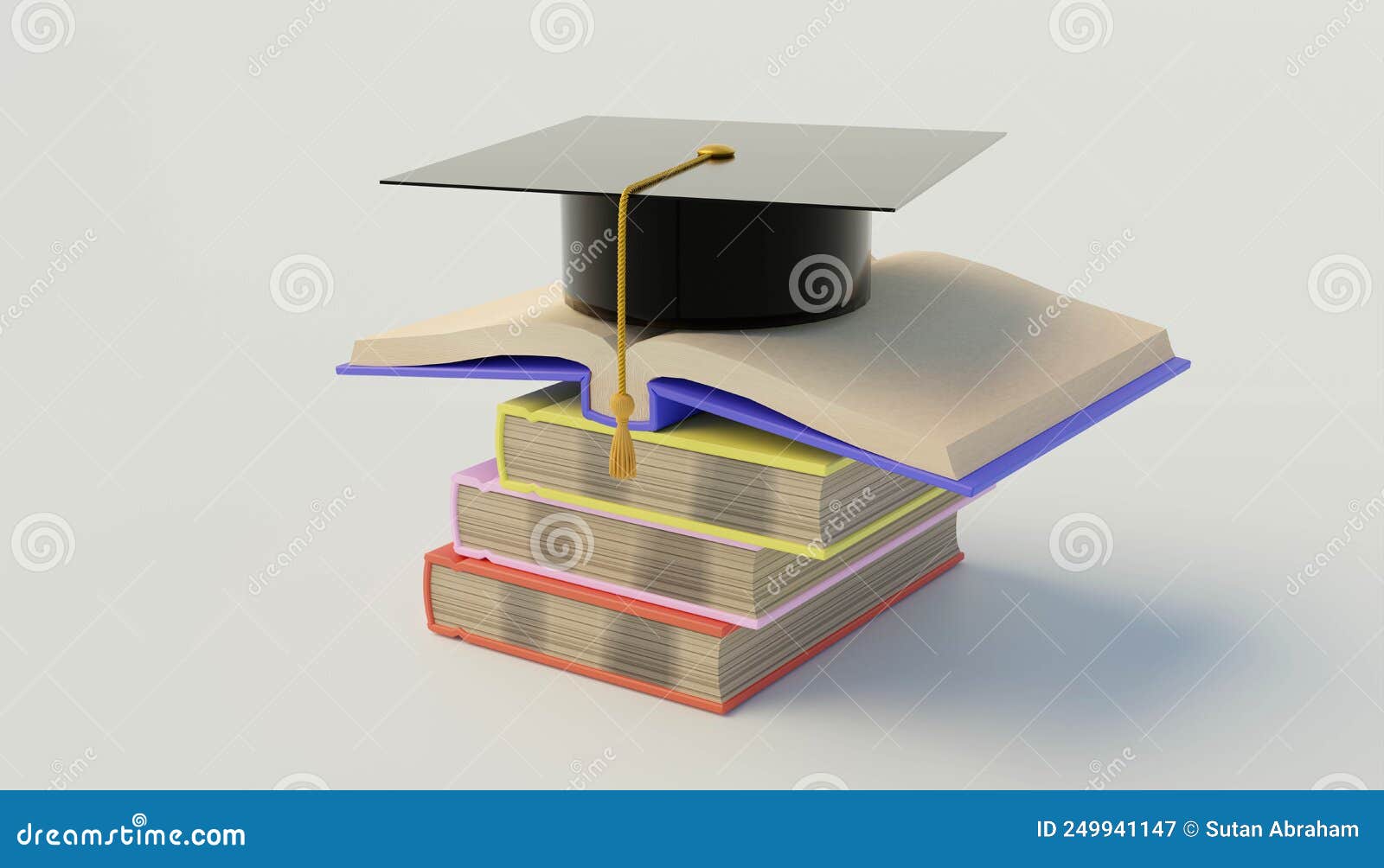 3d Illustration Representing Education Concept with Stack of Books ...