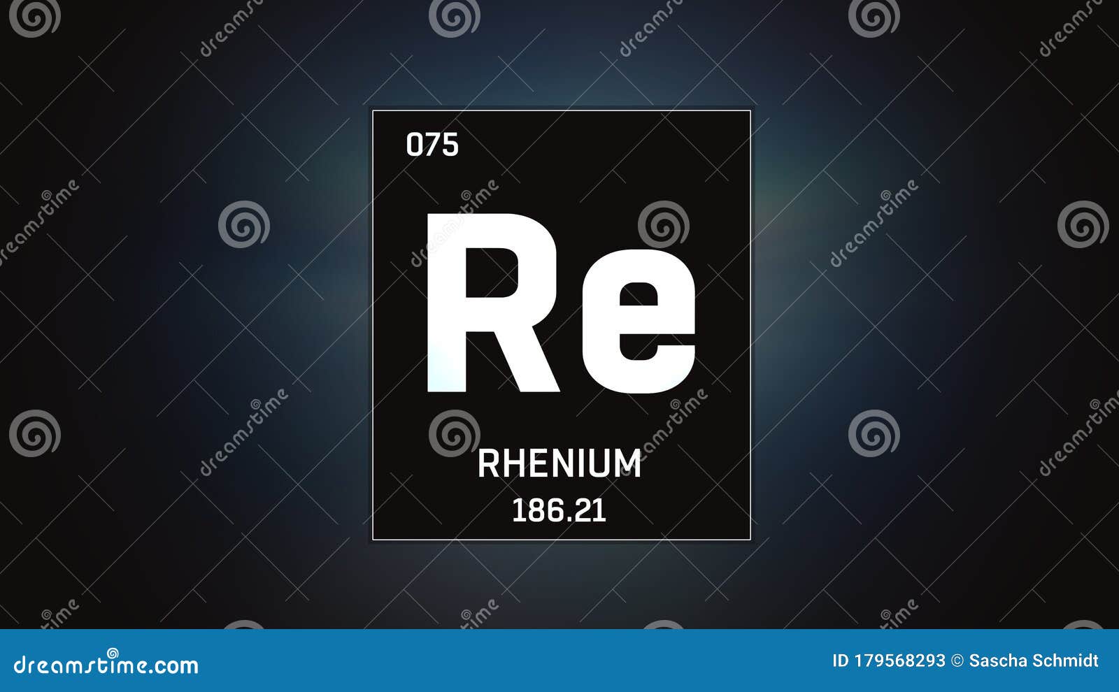 Rhenium As Element 75 of the Periodic Table 3D Illustration on Grey ...