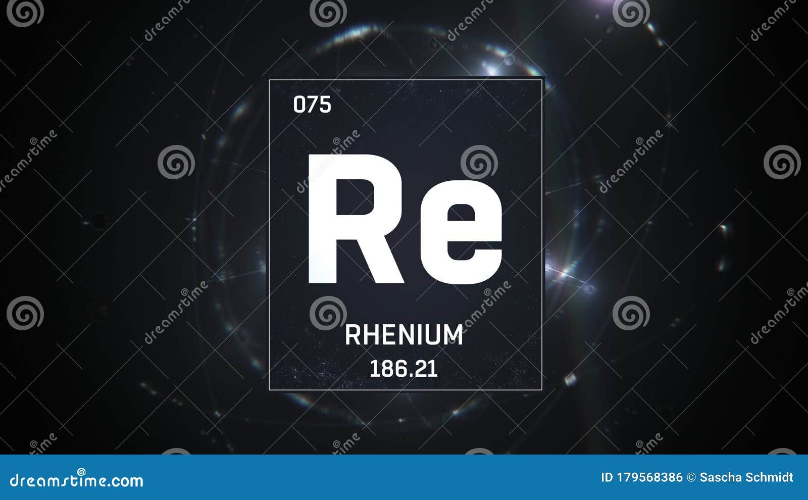 Rhenium As Element 75 of the Periodic Table 3D Illustration on Silver ...