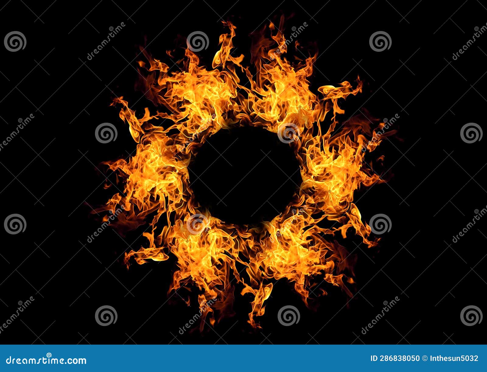 3d Illustration of a Ring of Burning Flames Stock Illustration ...