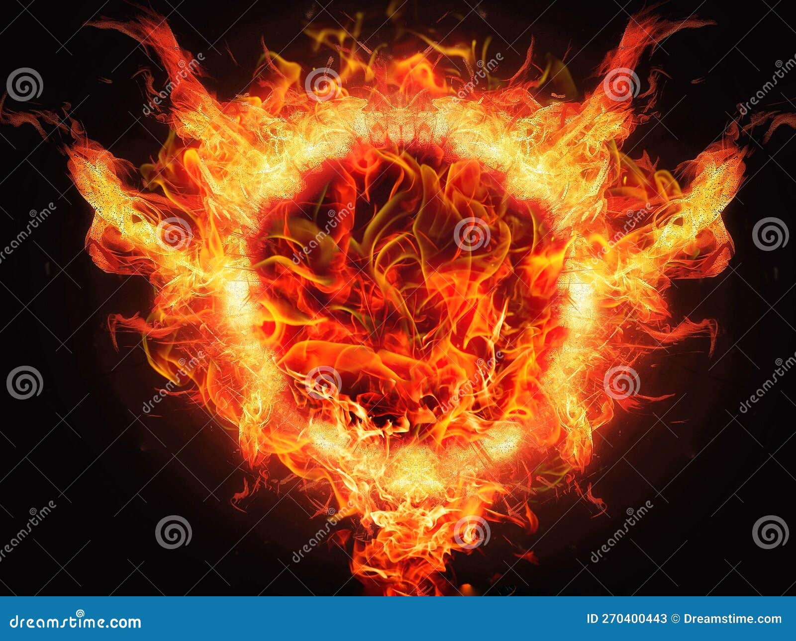 3d Illustration of a Ring of Flames Burning in the Dark Stock ...