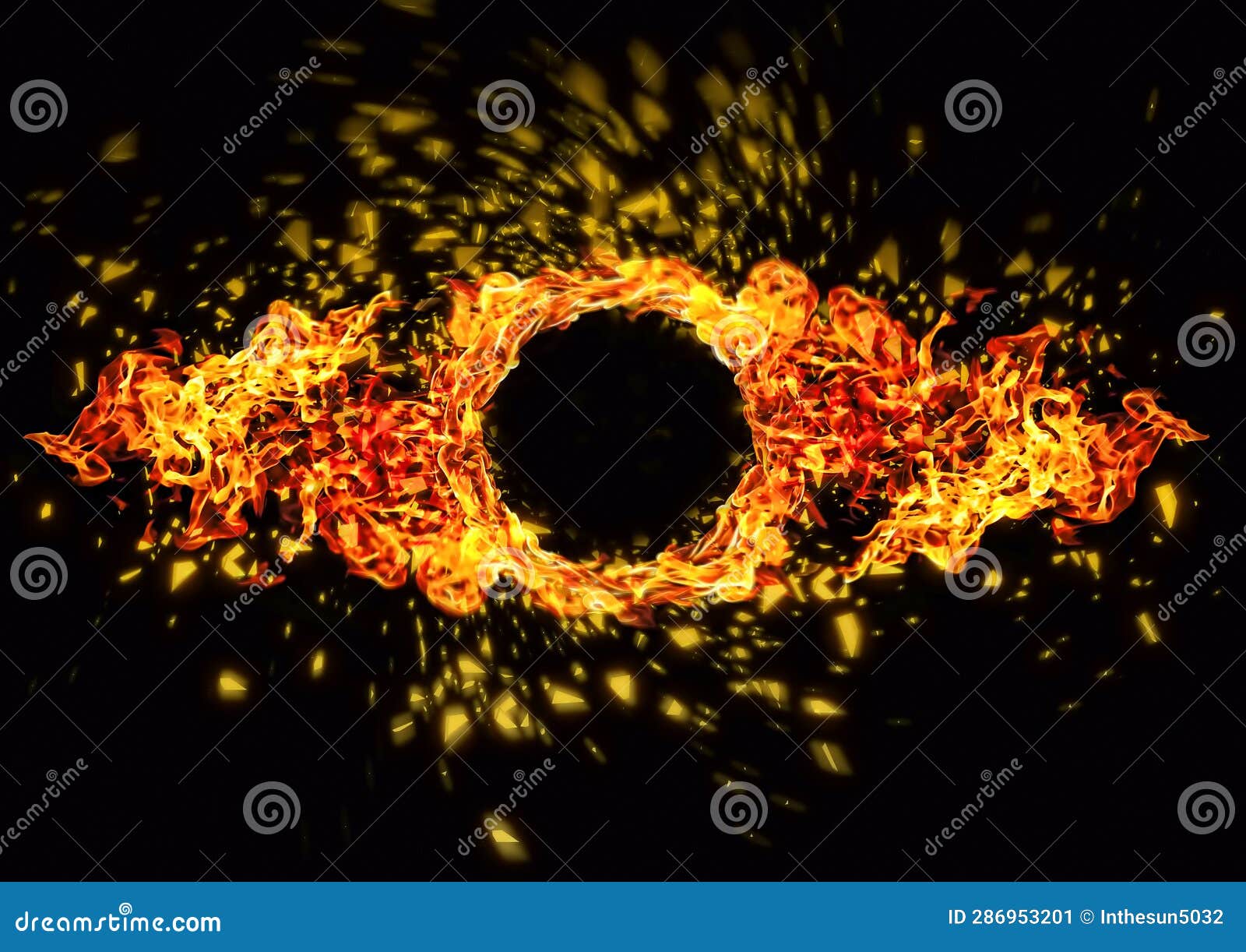 3d Illustration of a Ring of Flames Burning Stock Illustration ...