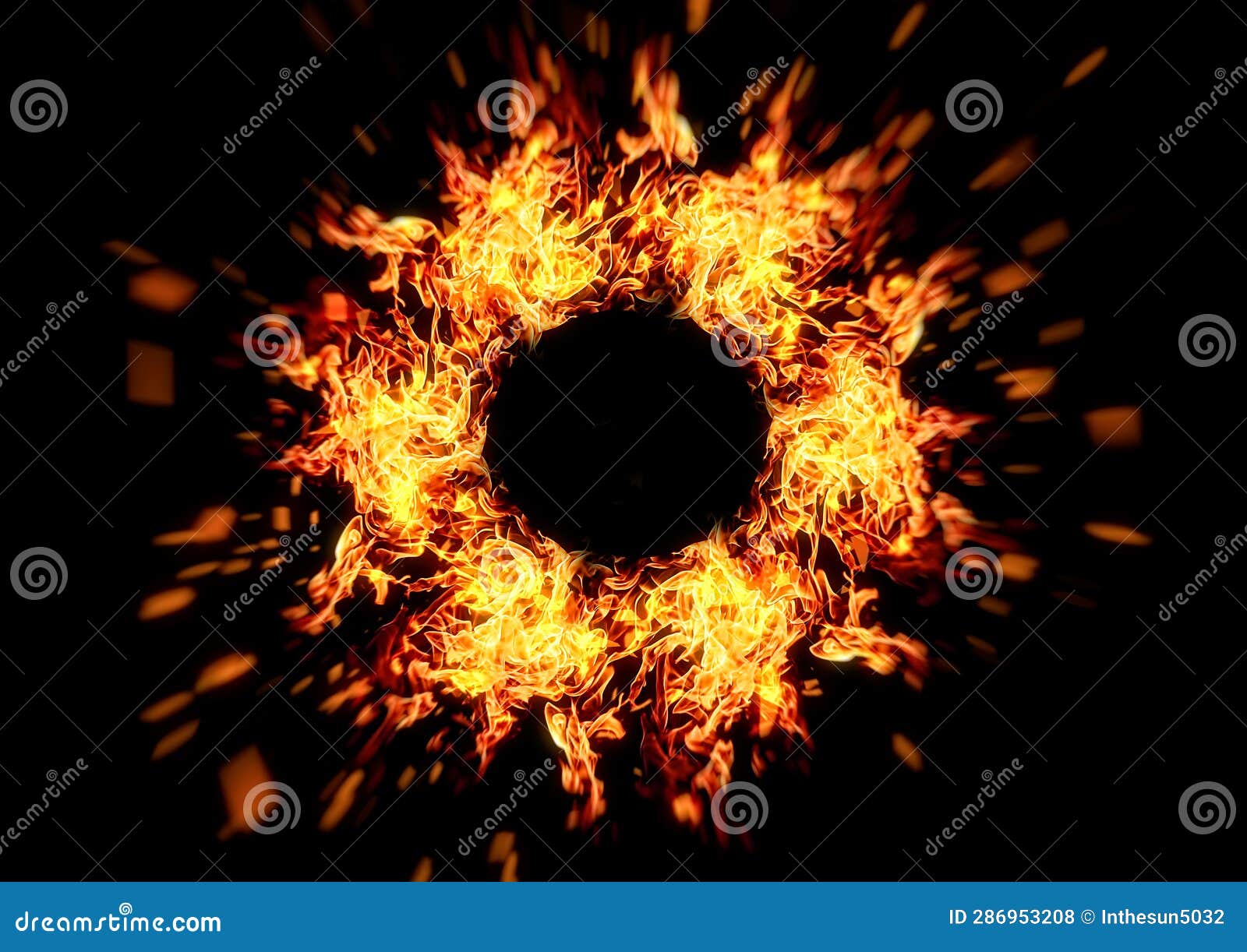 3d Illustration of a Ring of Flames Burning Stock Illustration ...
