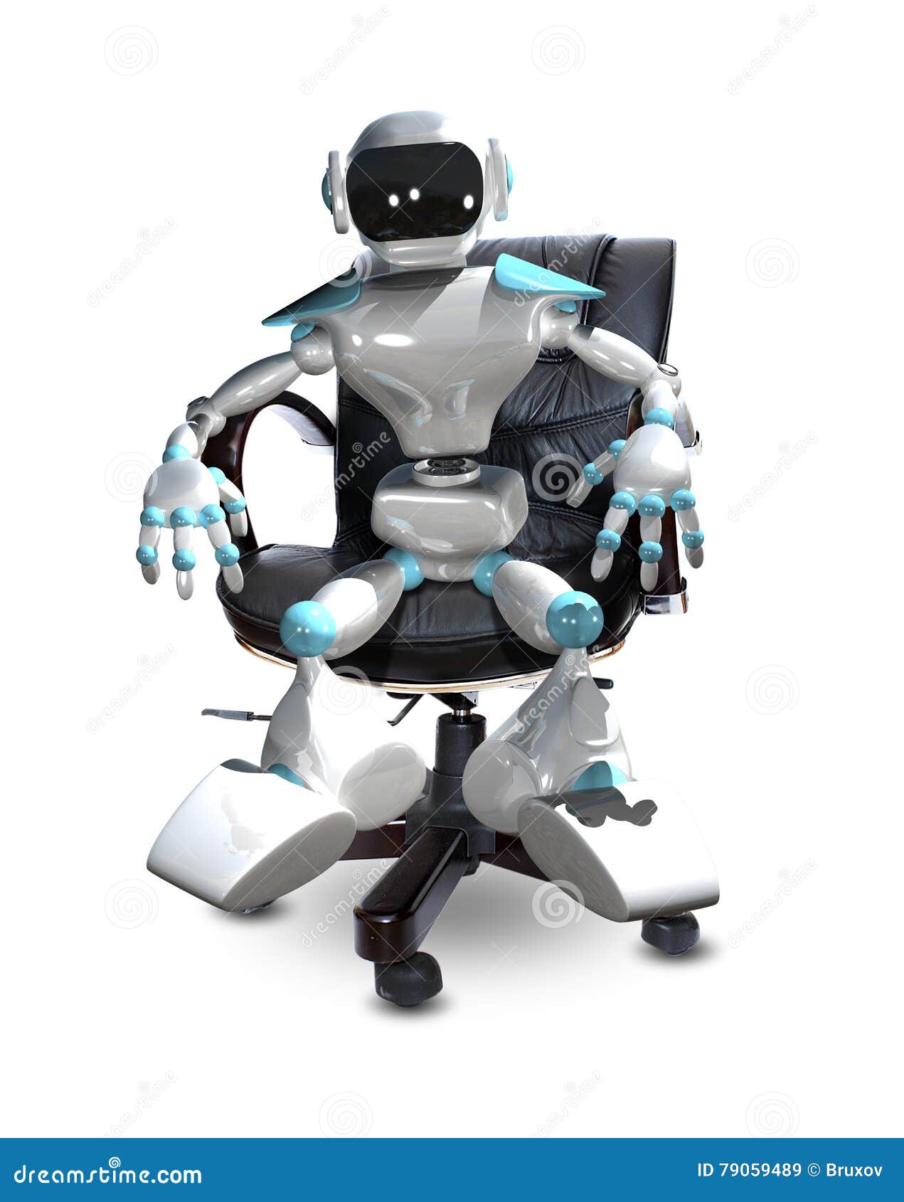3D Illustration of a Robot in a Chair Stock Image - Illustration of ...