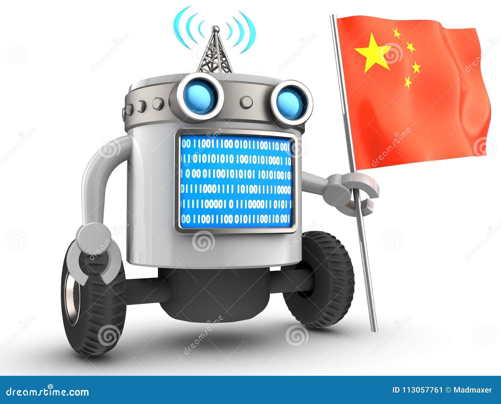 3d droid over white stock illustration. Illustration of binary - 113057761