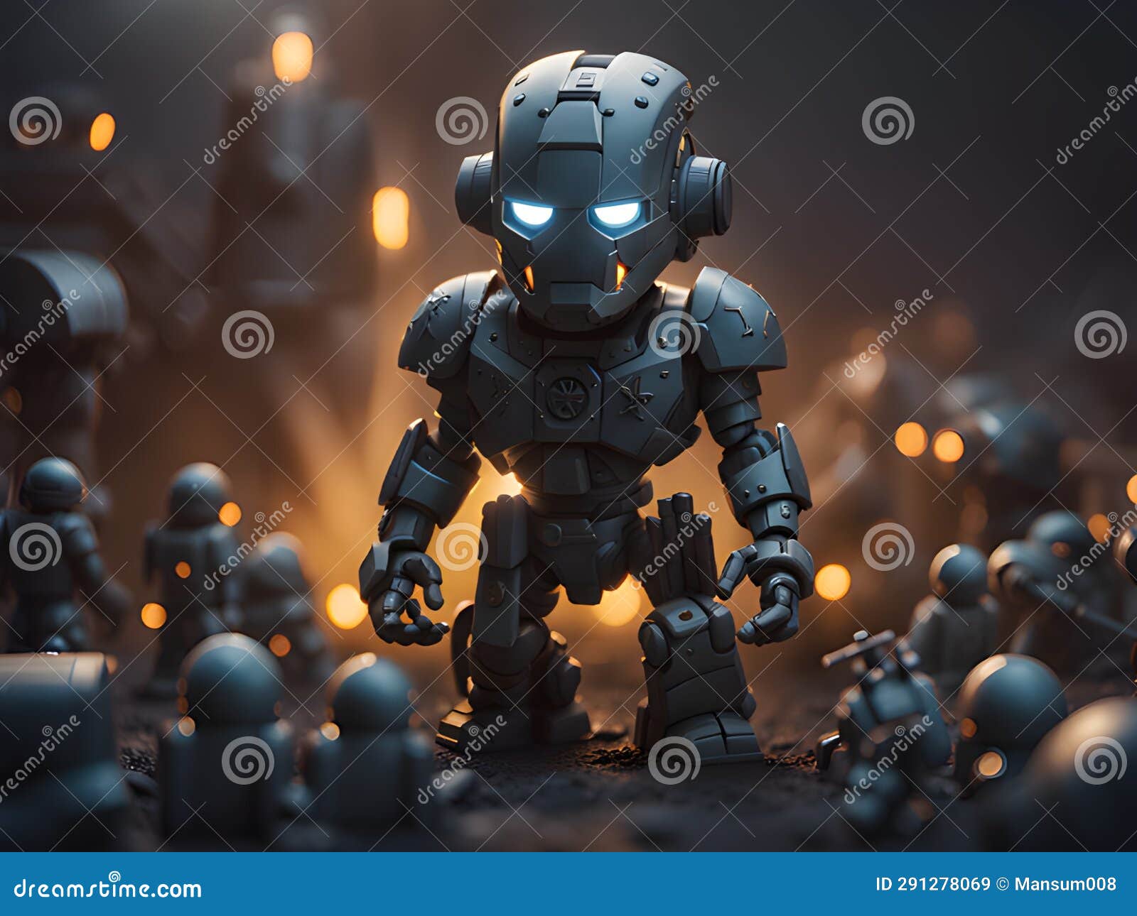 3d Illustration of Robot in the Dark Stock Illustration - Illustration ...