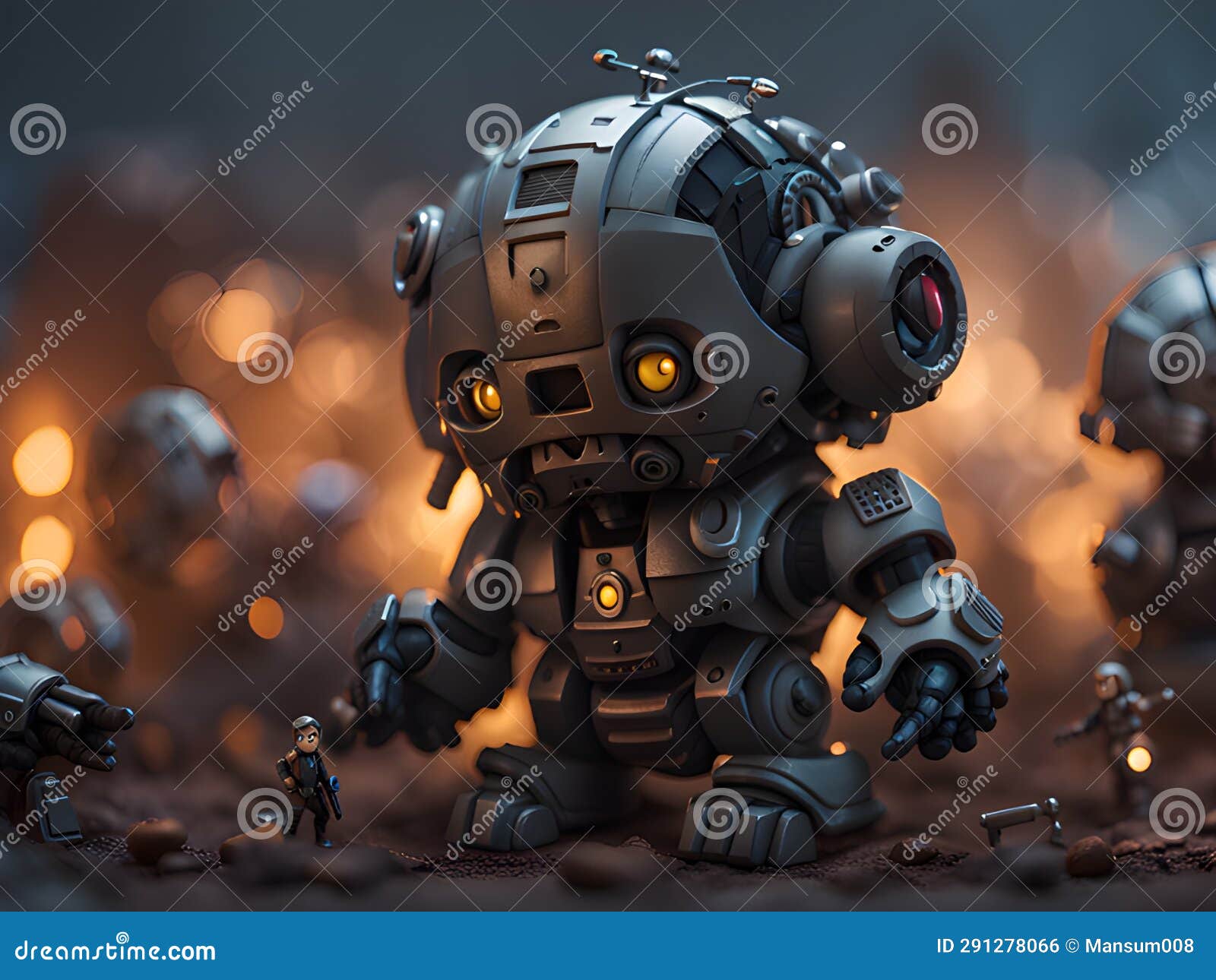 3d Illustration of Robot in the Dark Stock Illustration - Illustration ...