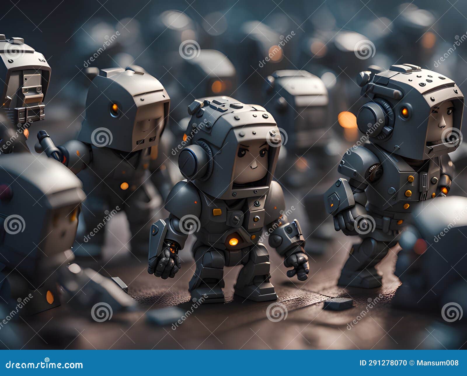 3d Illustration of Robot in the Dark Stock Illustration - Illustration ...