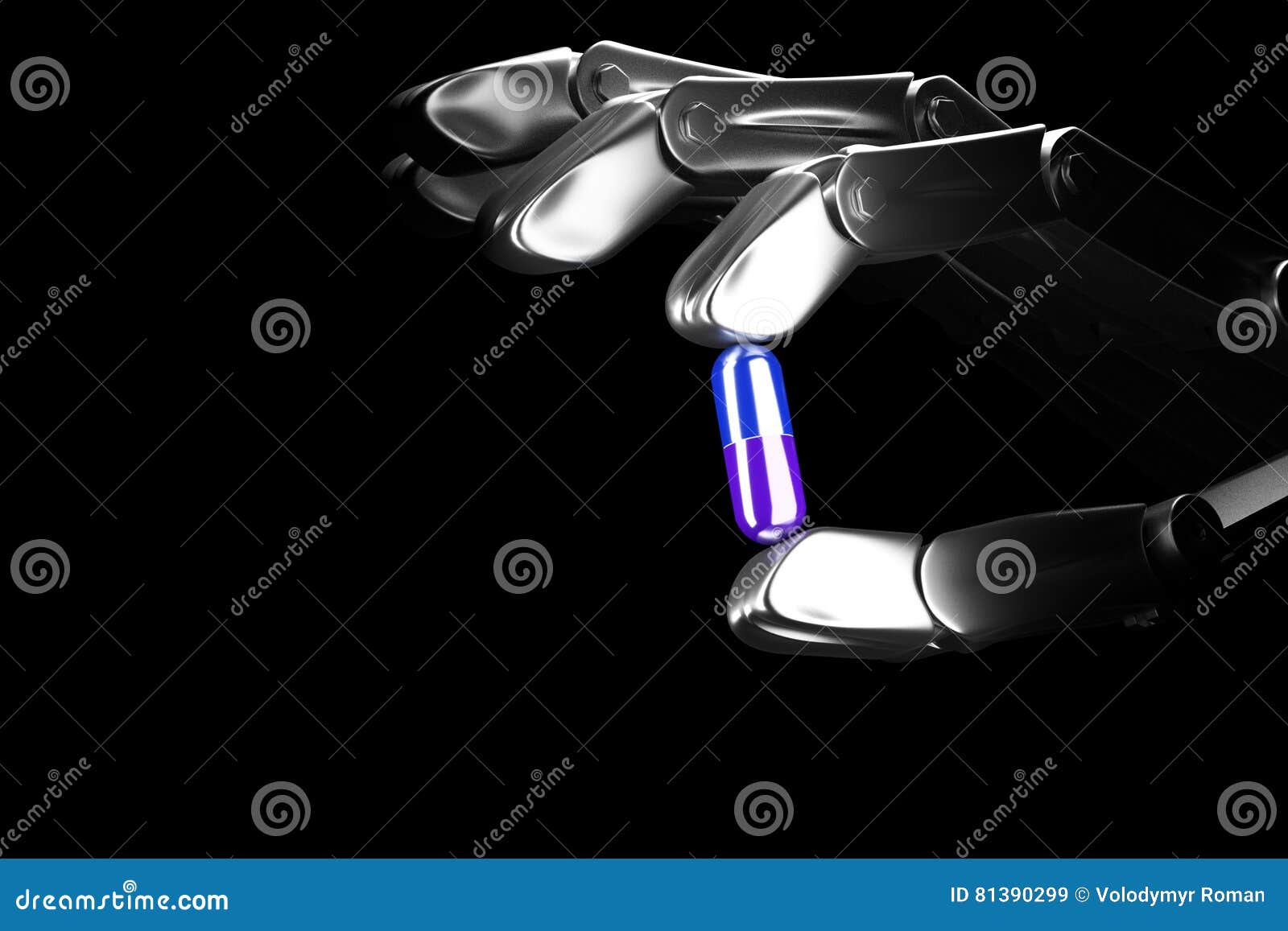 3d Illustration Robot Hand Keeps Pill Stock Illustration - Illustration ...