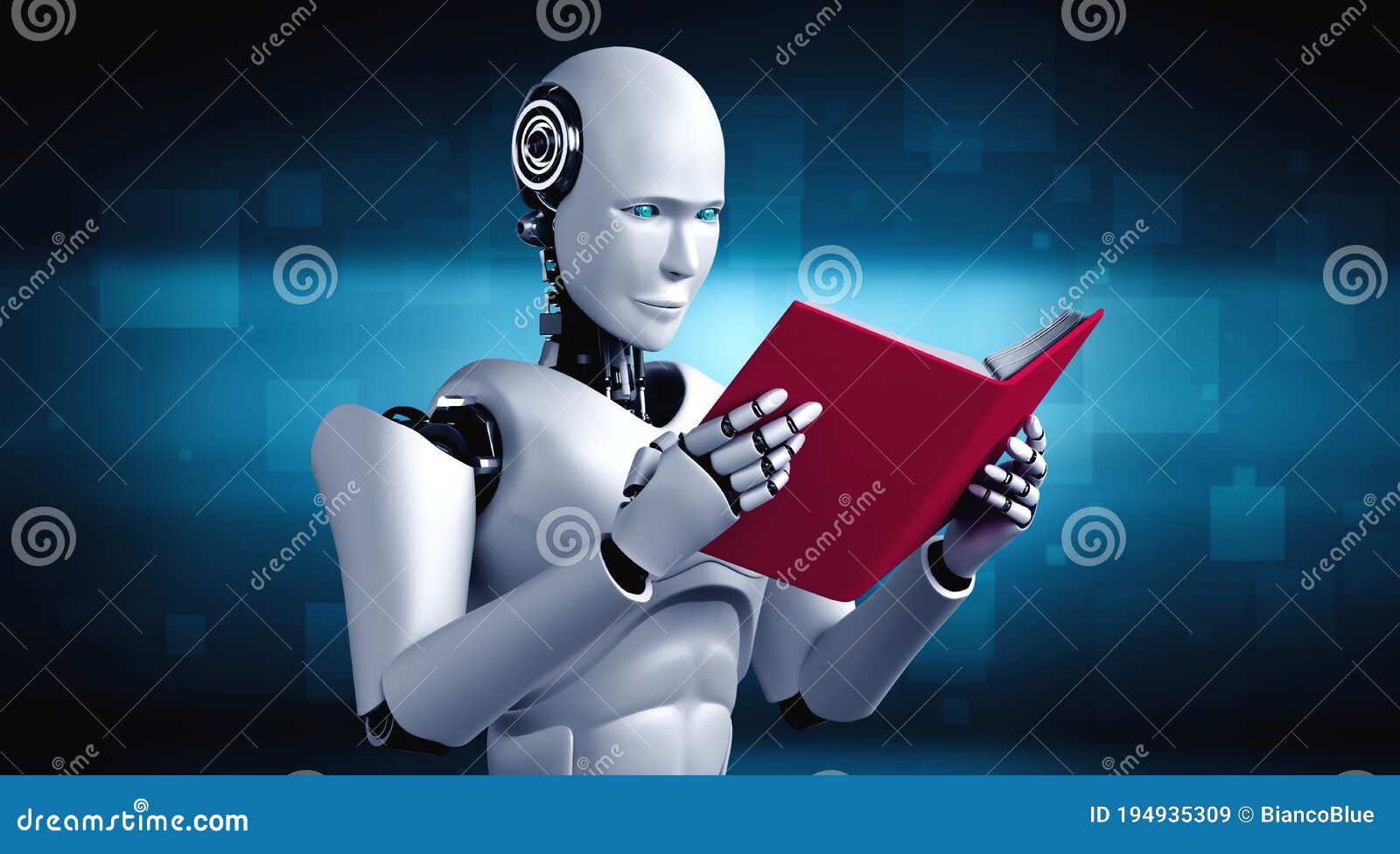 3D Illustration of Robot Humanoid Reading Book Stock Illustration ...