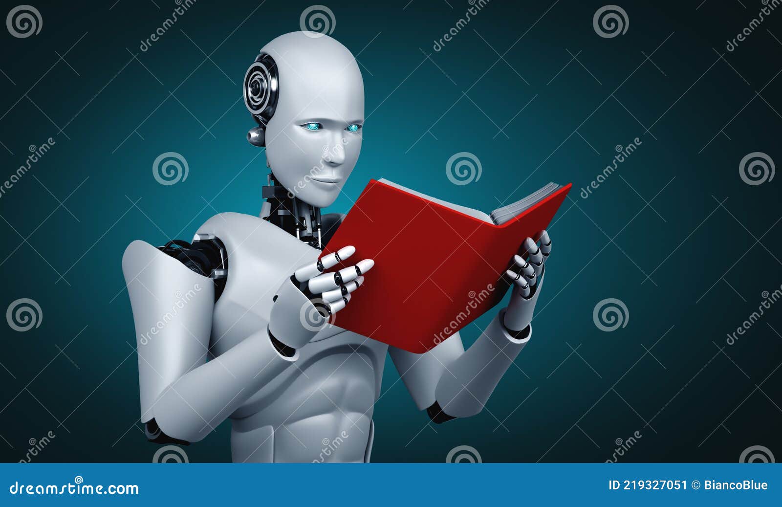 3D Illustration of Robot Humanoid Reading Book Stock Illustration ...
