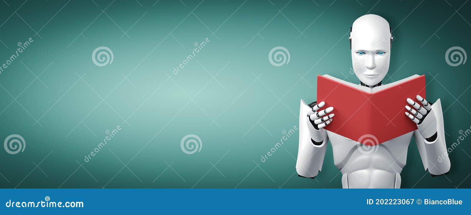 3D Illustration of Robot Humanoid Reading Book Stock Illustration ...