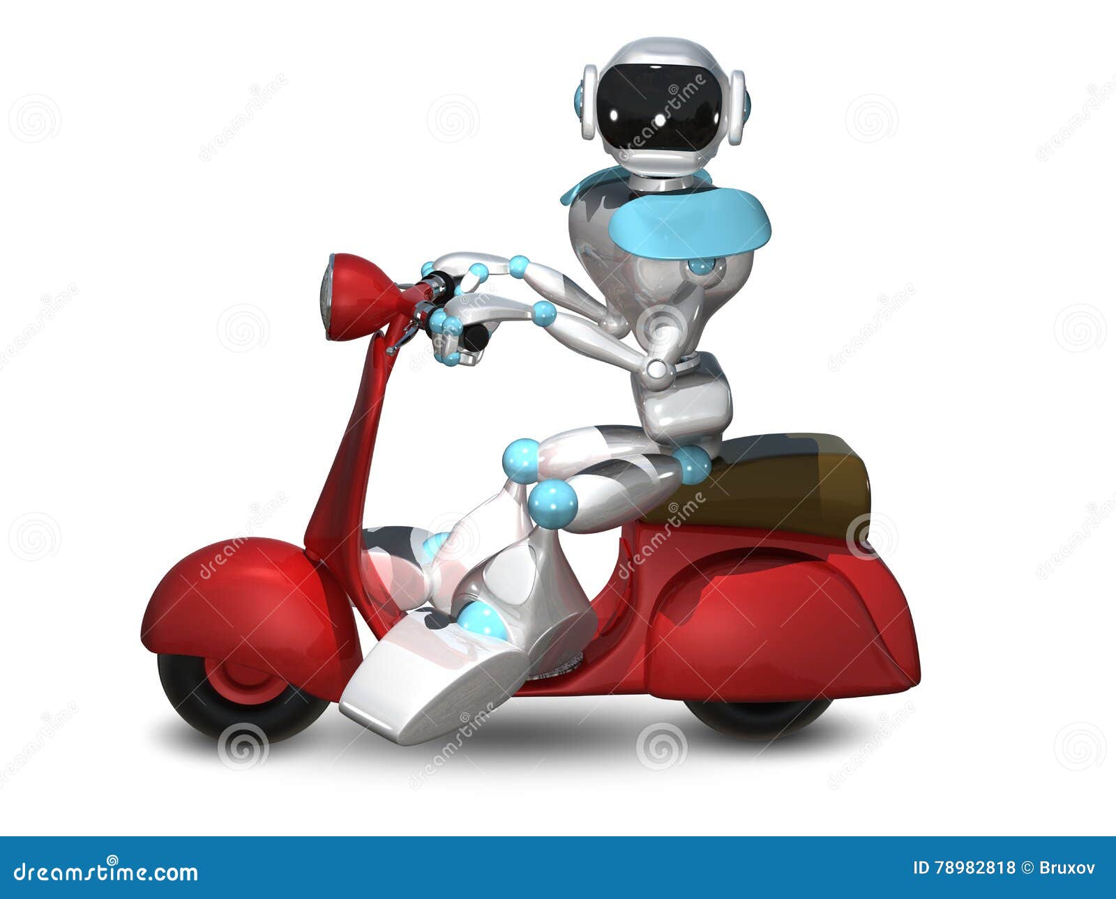 3D Illustration of a Robot on a Motor Scooter Stock Photo ...