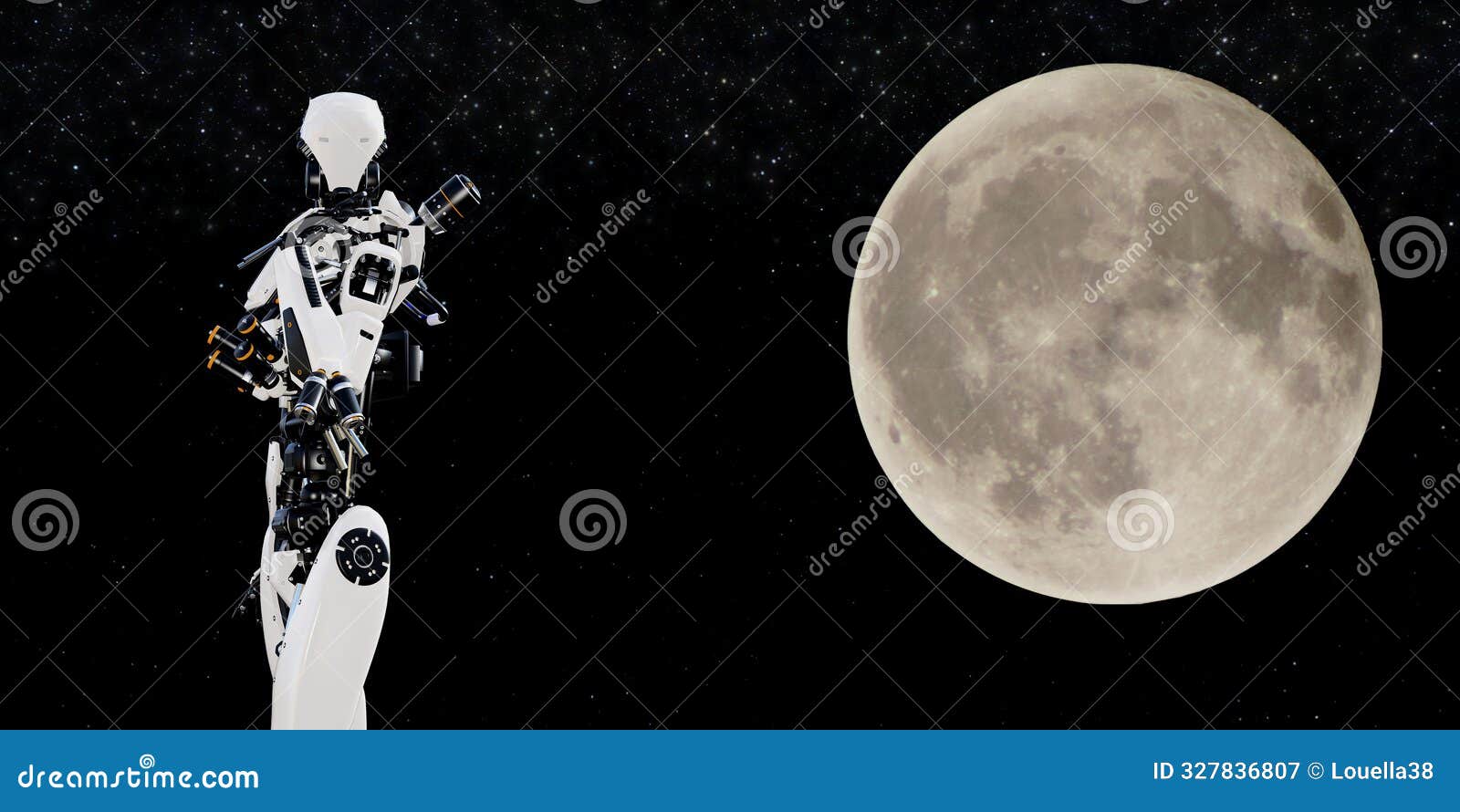 Illustration of a White and Black Robot Looking Forward with a Space ...