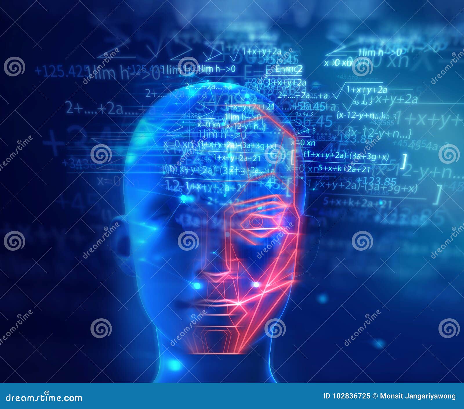 Graphic Face on Abstract Technology Background Stock Illustration ...