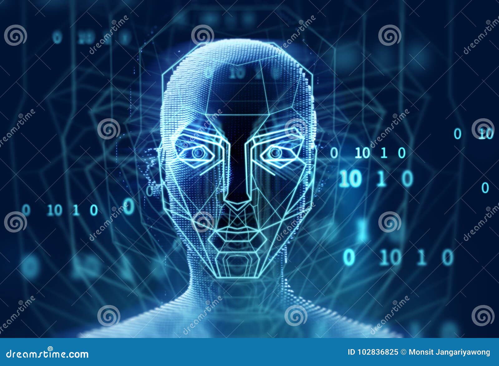 Graphic Face on Abstract Technology Background Stock Illustration ...