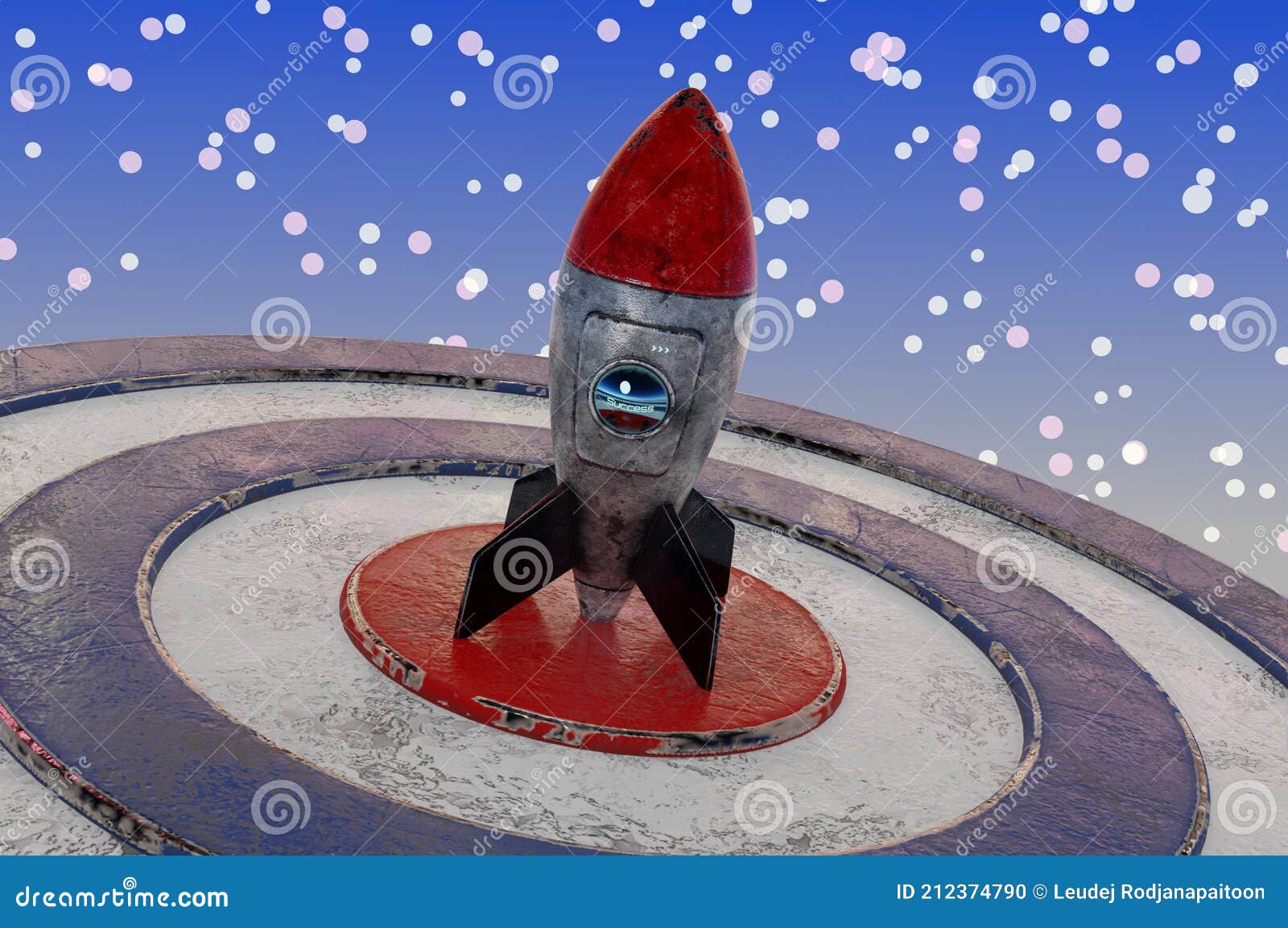 3d Illustration. Rocket Landing on the Target Stock Illustration ...