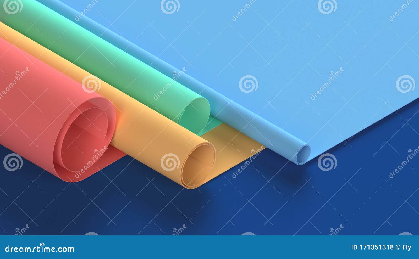 3d Illustration of Rolled Paper with Different Colors Stock ...